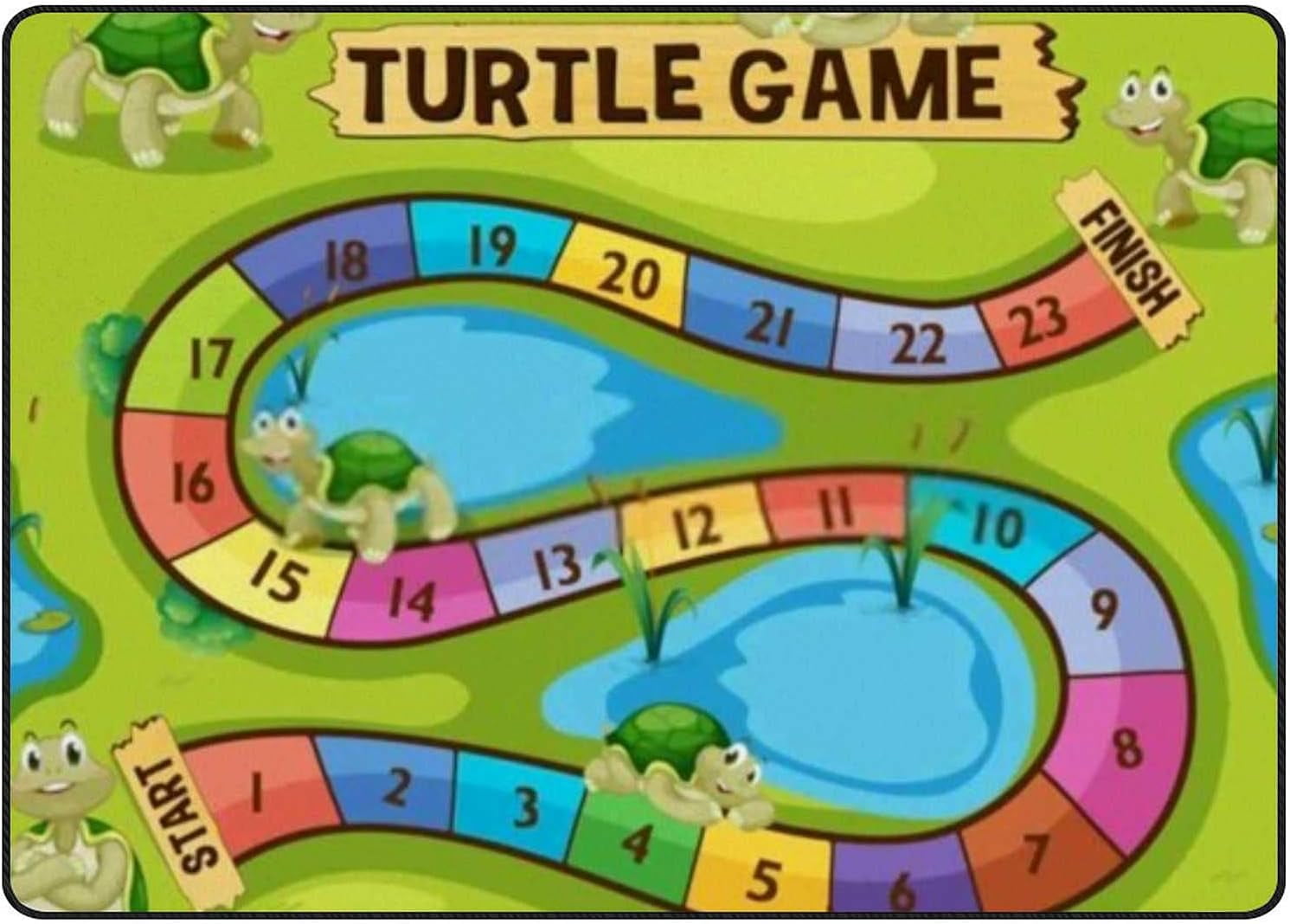 SKYSONIC Lightweight Soft Area Rugs Board Game Template with Turtles ...