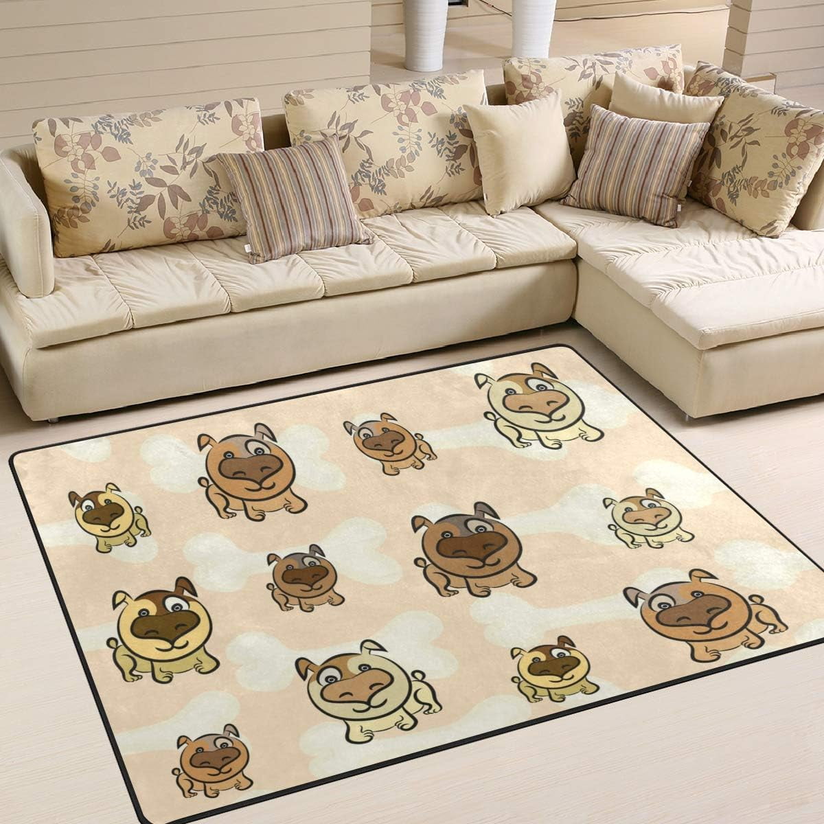 SKYSONIC Lightweight Soft Area Rugs Cartoon Dogs Floor Mat for Kids ...