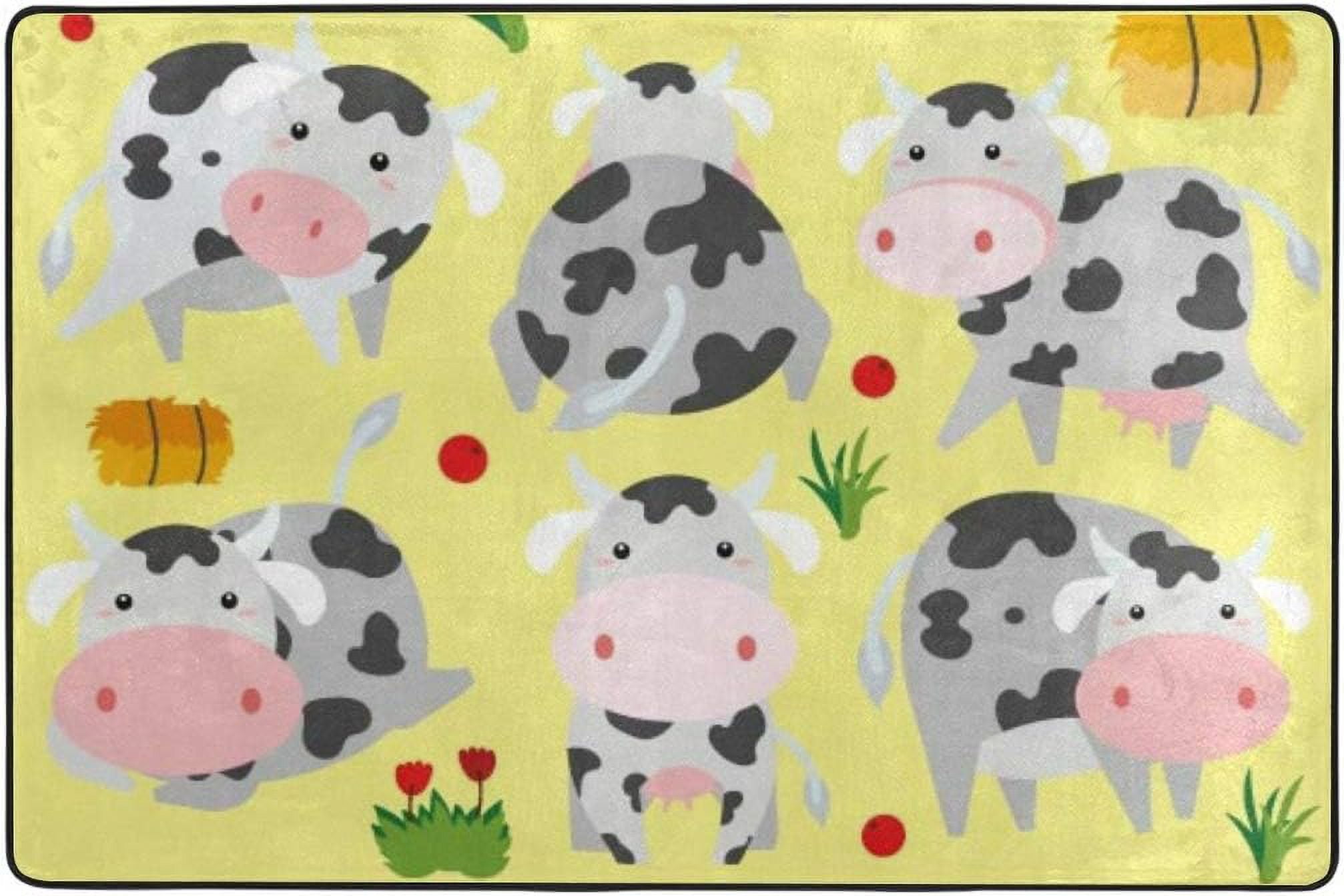 SKYSONIC Lightweight Soft Area Rugs Cow Cartoon Animation Floor Mat for ...