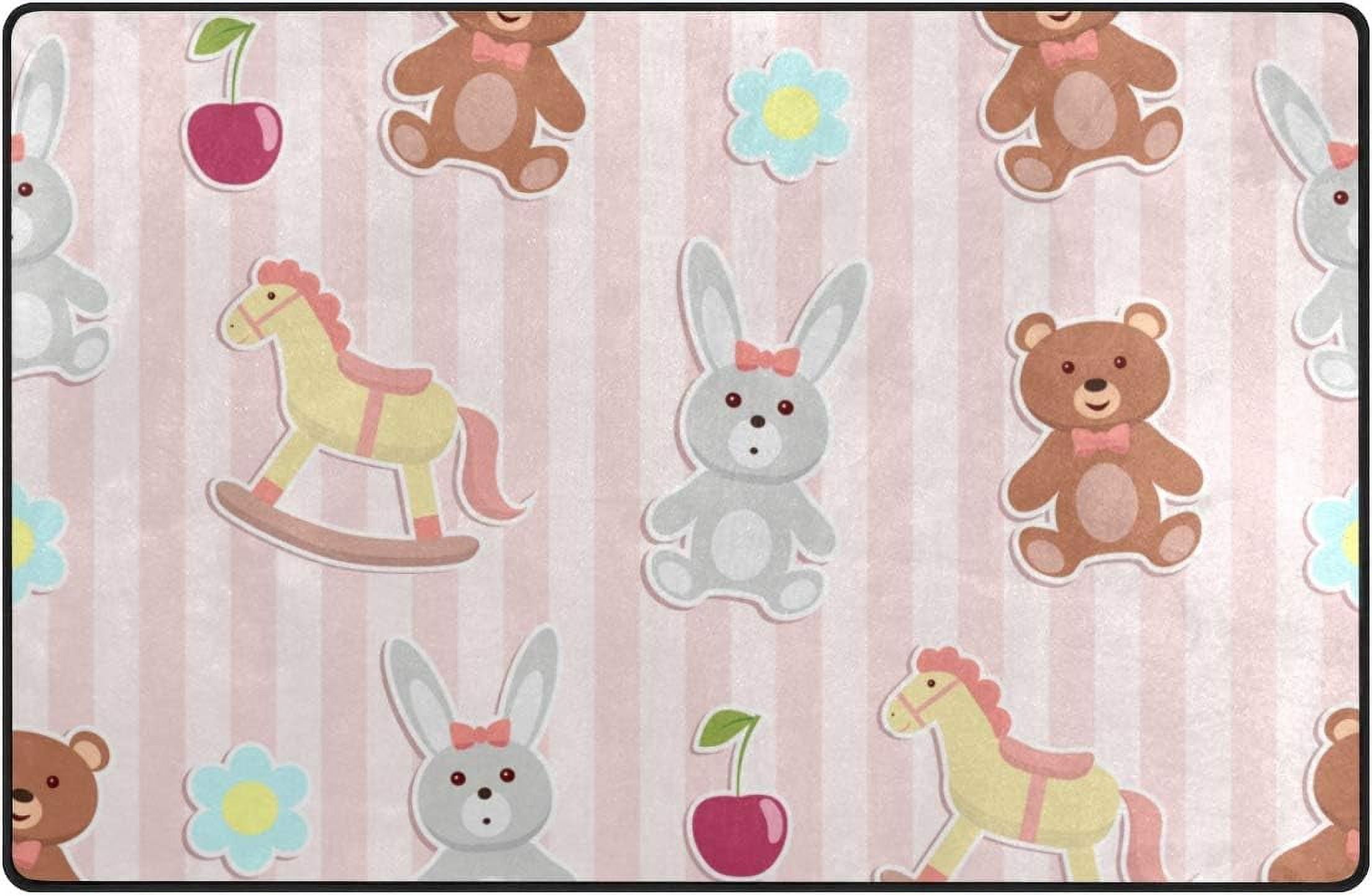 SKYSONIC Lightweight Soft Area Rugs Cute Animal Toy Floor Mat for Kids ...