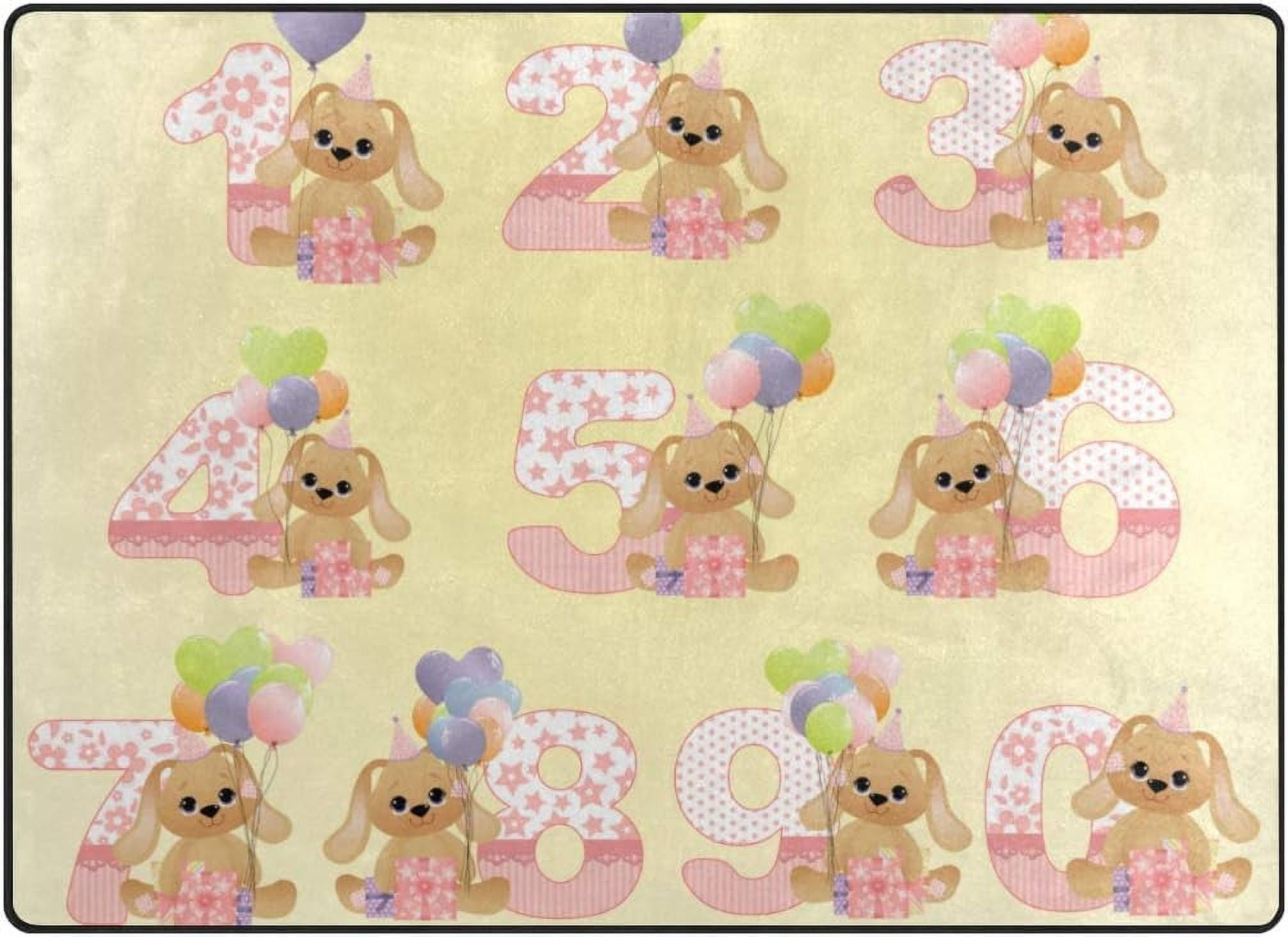 SKYSONIC Lightweight Soft Area Rugs Cute Baby Digits with Toys Floor ...