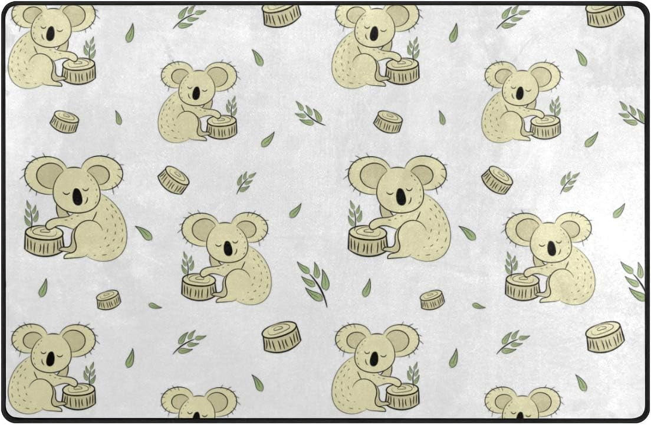 SKYSONIC Lightweight Soft Area Rugs Cute Bear Koala Stumps On White ...