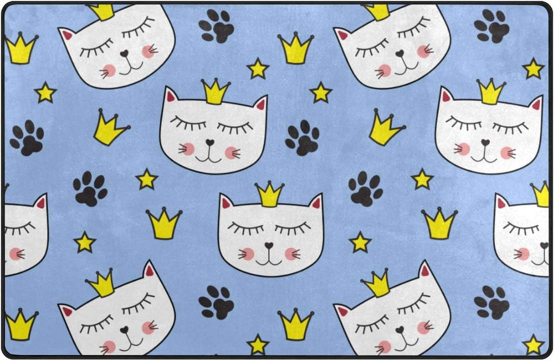 SKYSONIC Lightweight Soft Area Rugs Cute Cat Princess Floor Mat for ...