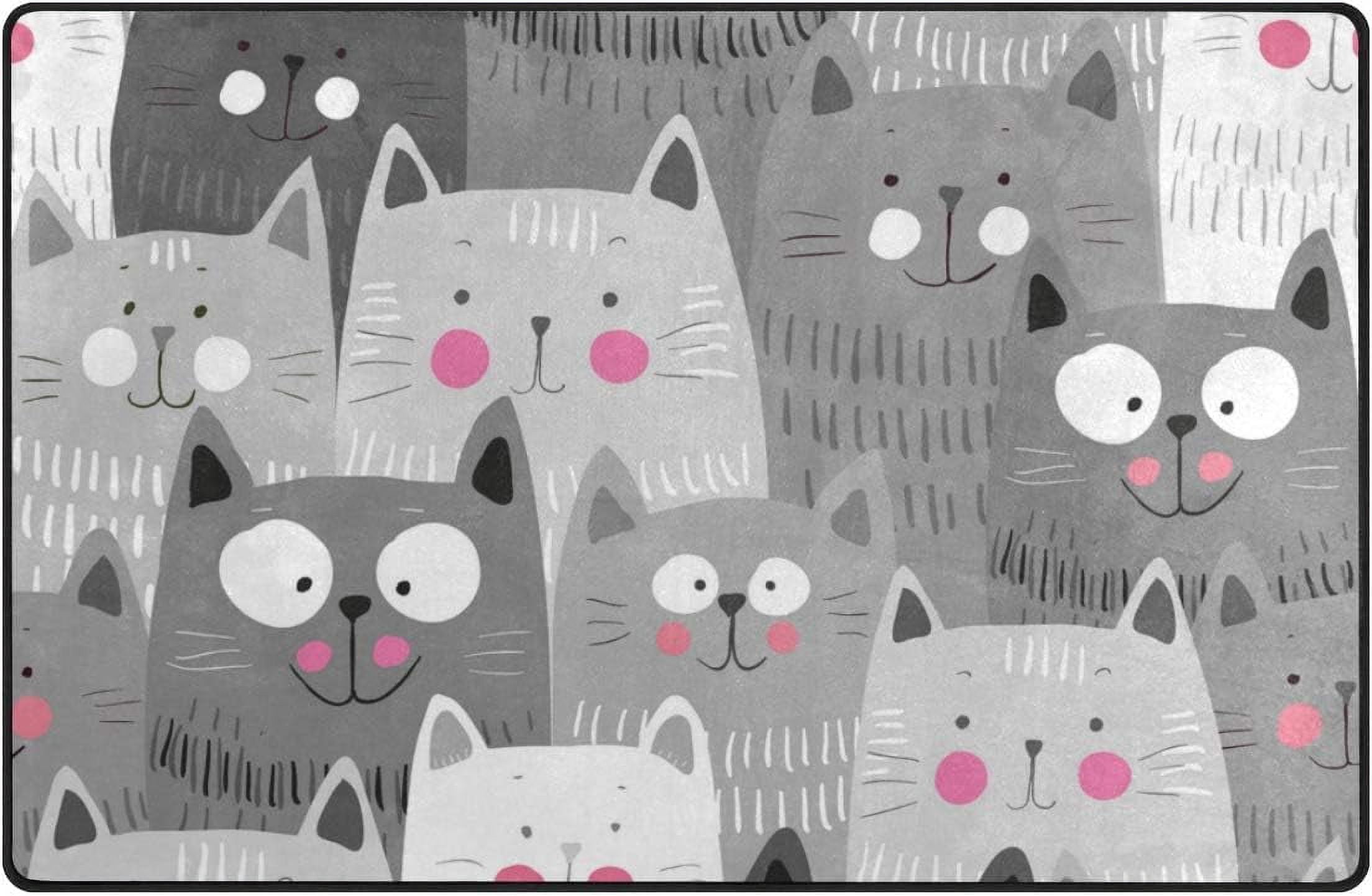 SKYSONIC Lightweight Soft Area Rugs Cute Cats Floor Mat for Kids ...