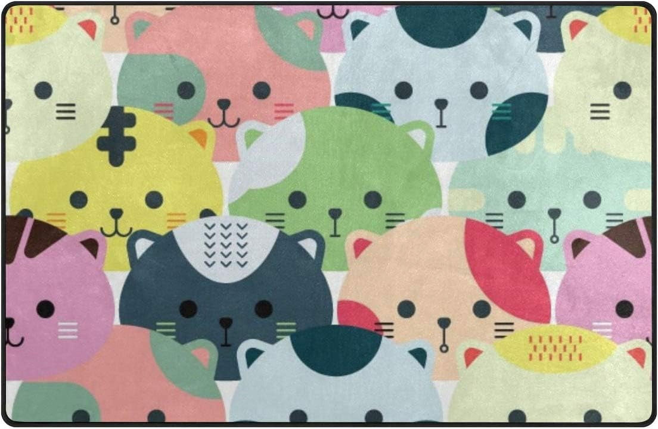 SKYSONIC Lightweight Soft Area Rugs Cute Cats Pattern Floor Mat for ...