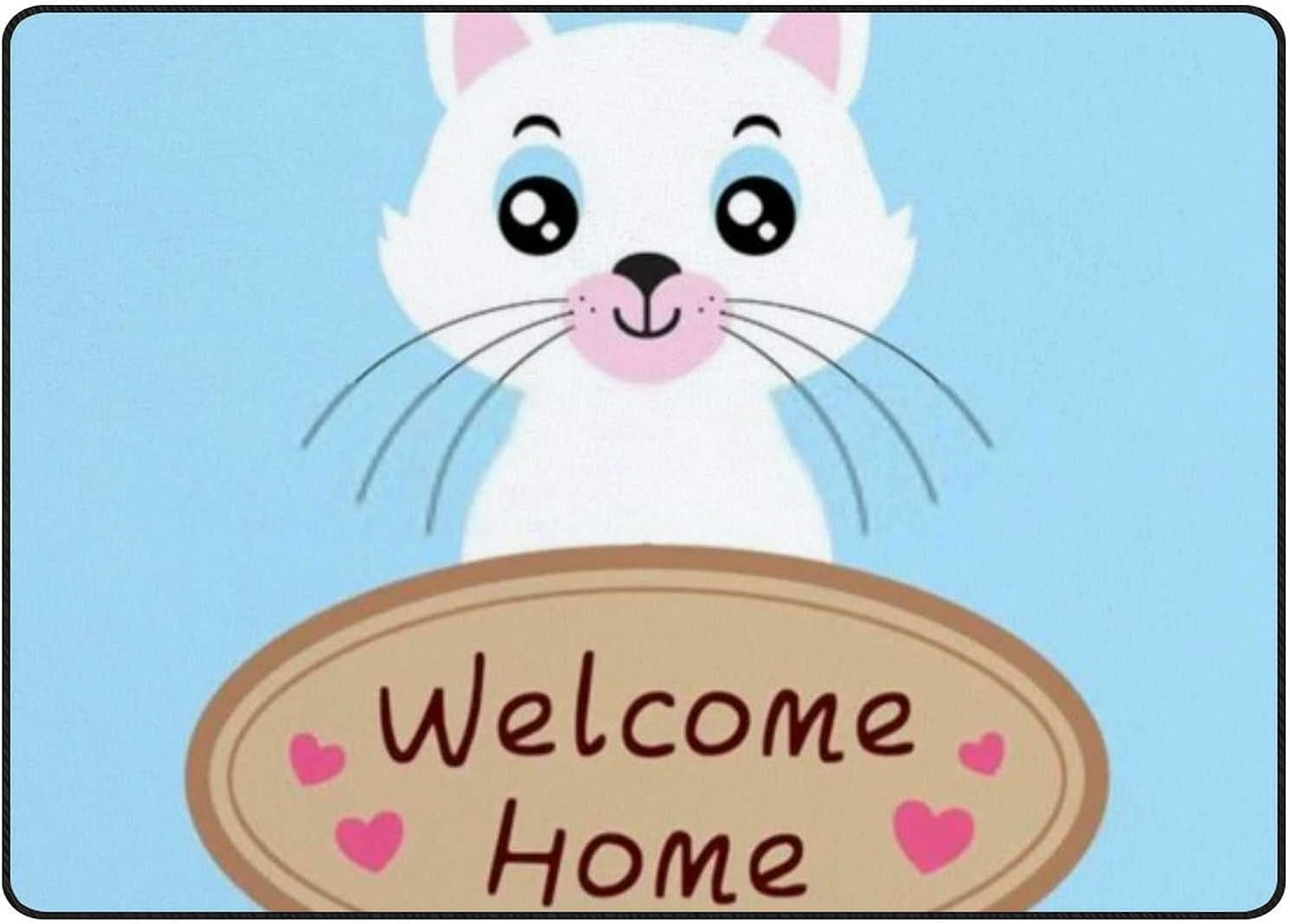 SKYSONIC Lightweight Soft Area Rugs Cute Kitten Cat Welcome Home Floor ...