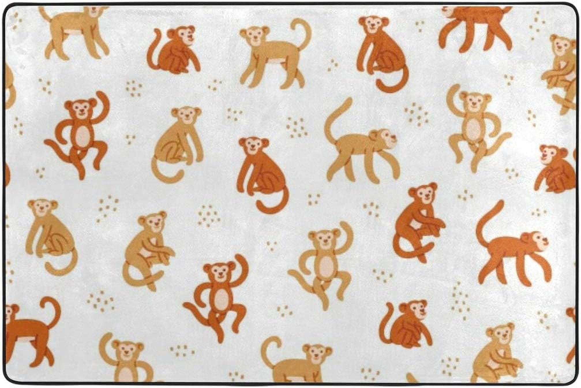 SKYSONIC Lightweight Soft Area Rugs Cute Little Monkeys Floor Mat for ...