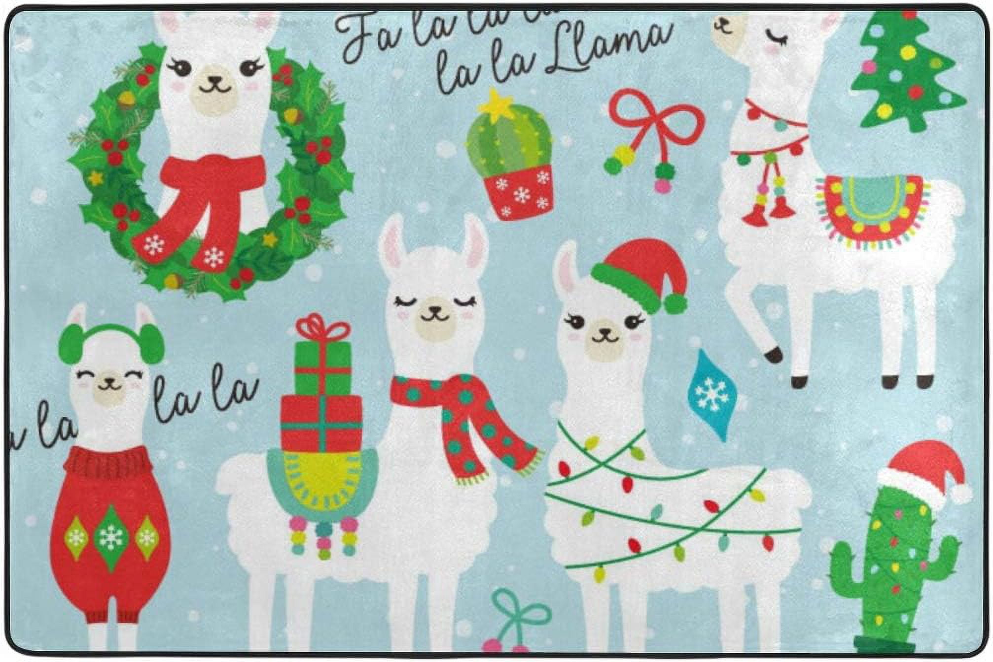 SKYSONIC Lightweight Soft Area Rugs Cute Llama and Alpaca Floor Mat for ...