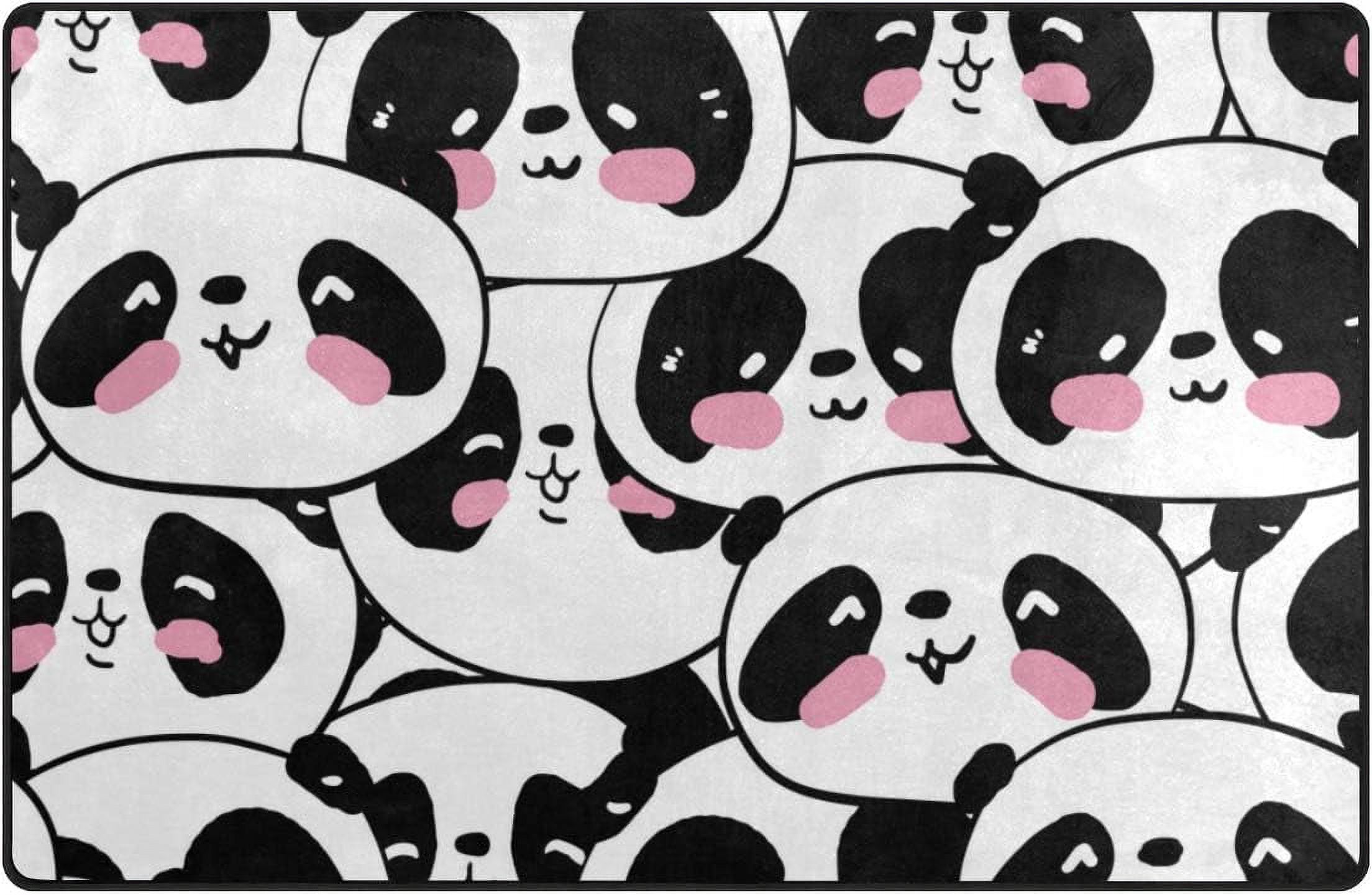 SKYSONIC Lightweight Soft Area Rugs Cute Panda Faces Floor Mat for Kids ...