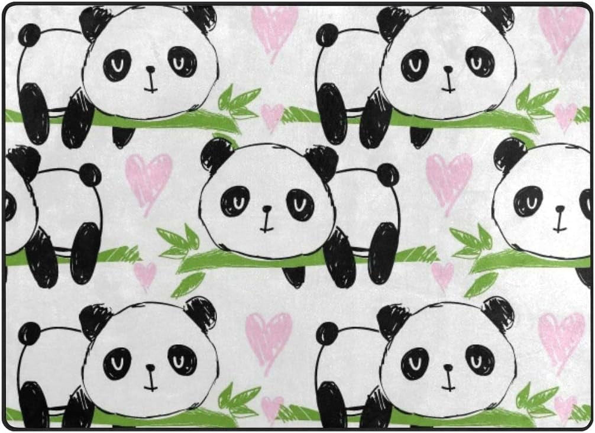 SKYSONIC Lightweight Soft Area Rugs Cute Pandas Bamboo Floor Mat for ...