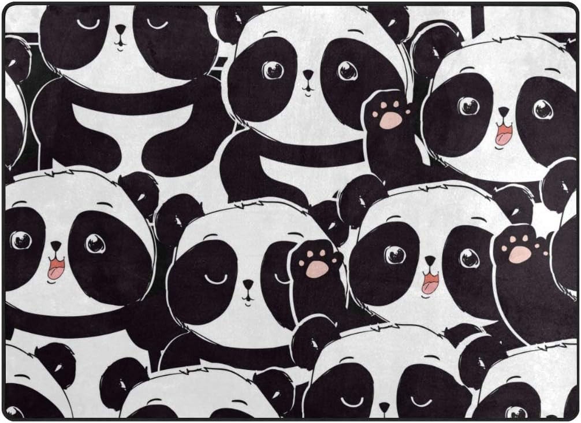 SKYSONIC Lightweight Soft Area Rugs Cute Pandas Floor Mat for Kids ...