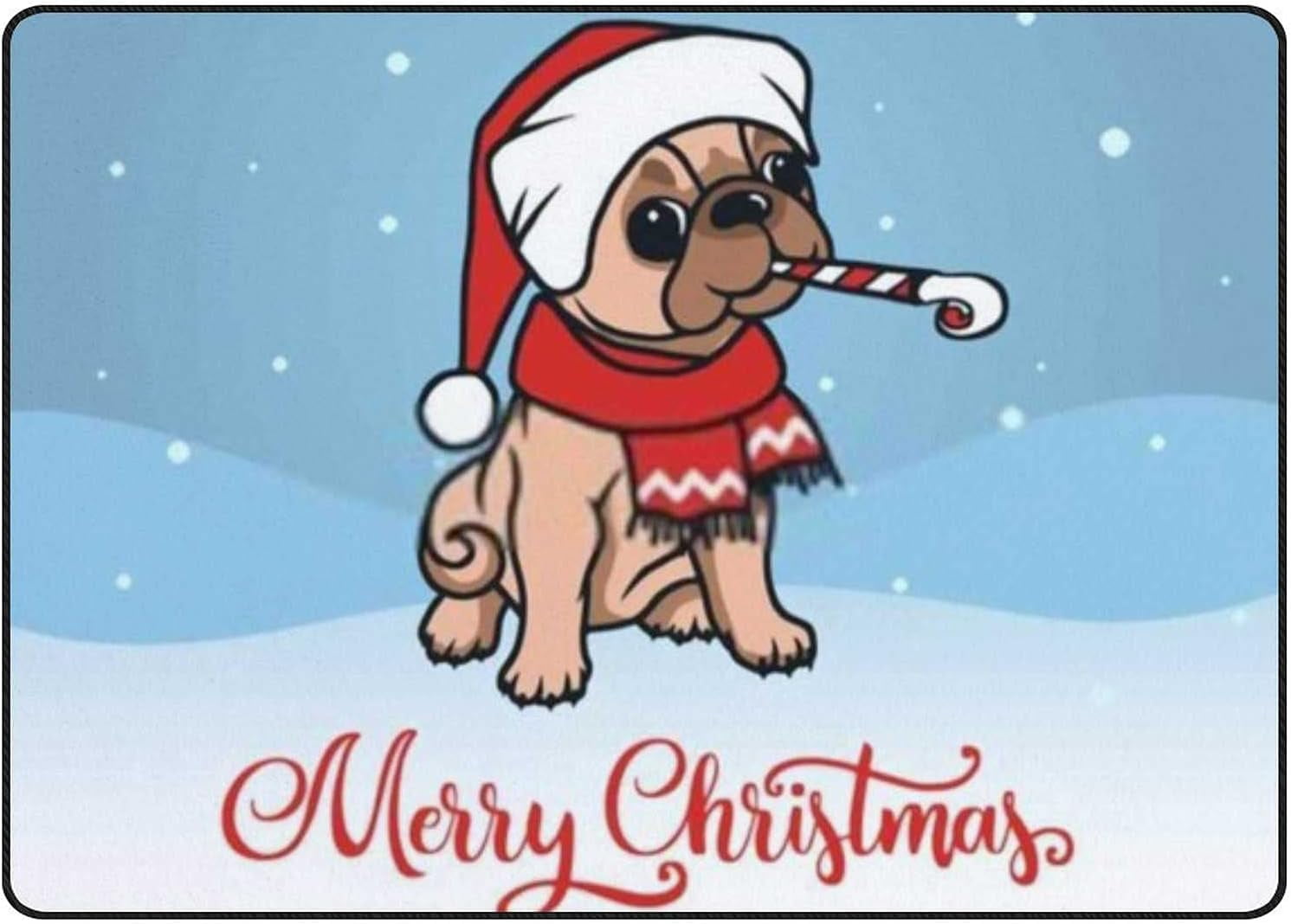 SKYSONIC Lightweight Soft Area Rugs Cute Pug Dog in Santa Claus Hat ...