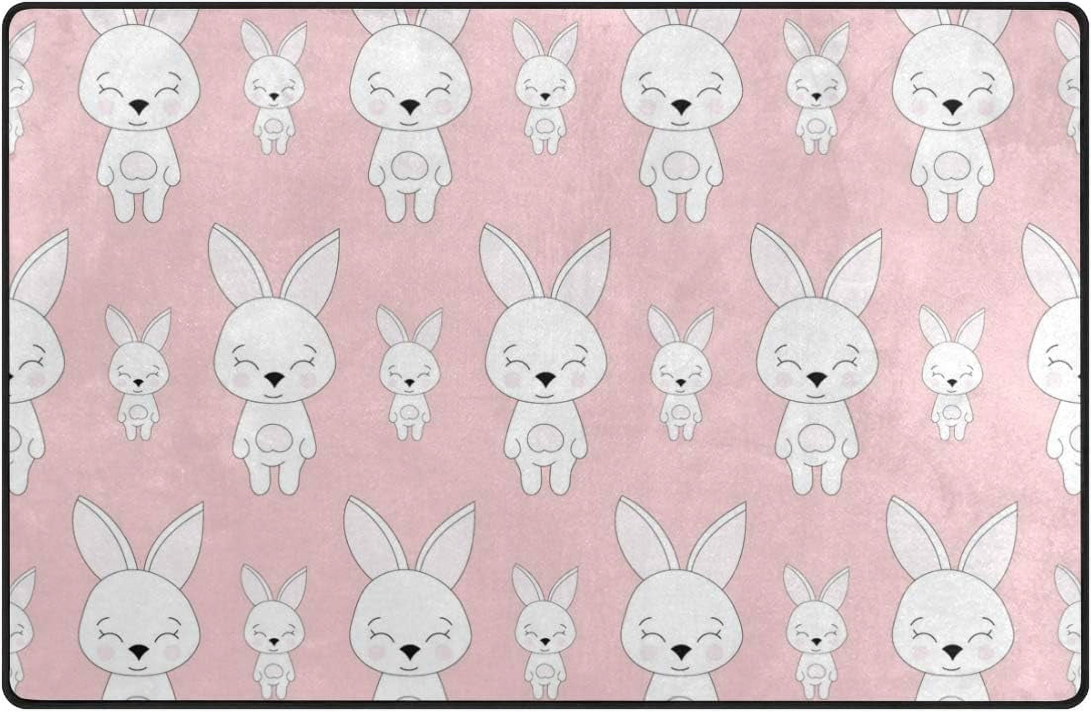 SKYSONIC Lightweight Soft Area Rugs Cute Rabbits Pattern Floor Mat for ...