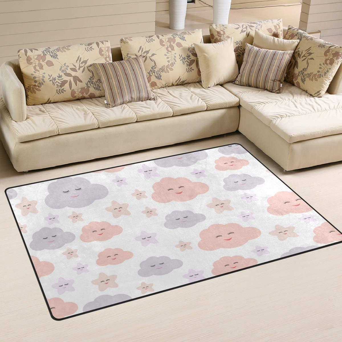 SKYSONIC Lightweight Soft Area Rugs Cute Smiling Clouds Floor Mat ...