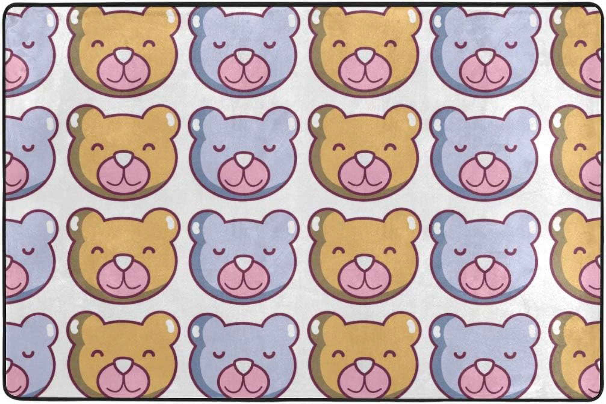 SKYSONIC Lightweight Soft Area Rugs Cute Teddy Bear Head Floor Mat for ...