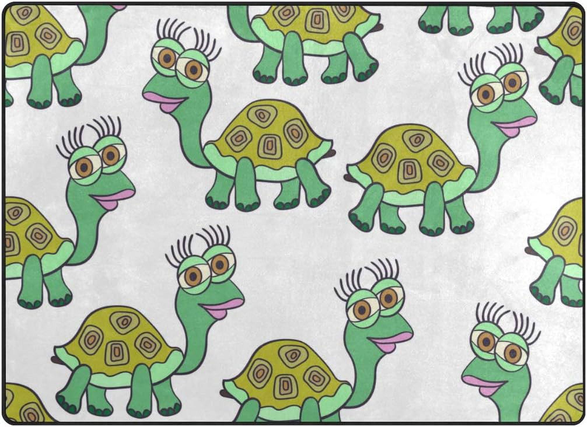 SKYSONIC Lightweight Soft Area Rugs Cute Turtle On White Floor Mat for ...