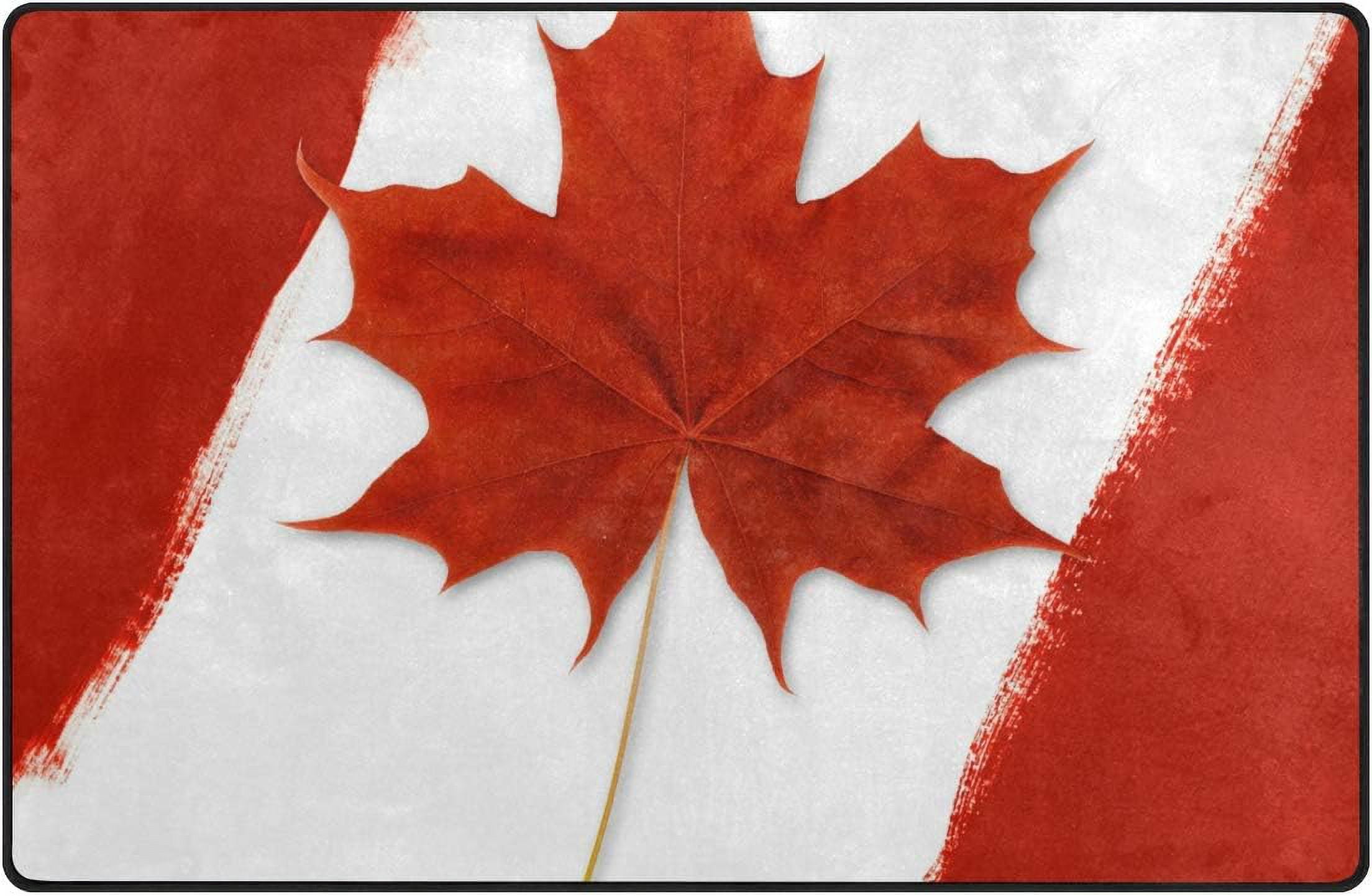 SKYSONIC Lightweight Soft Area Rugs Diagonal Canadian Flag Floor Mat ...