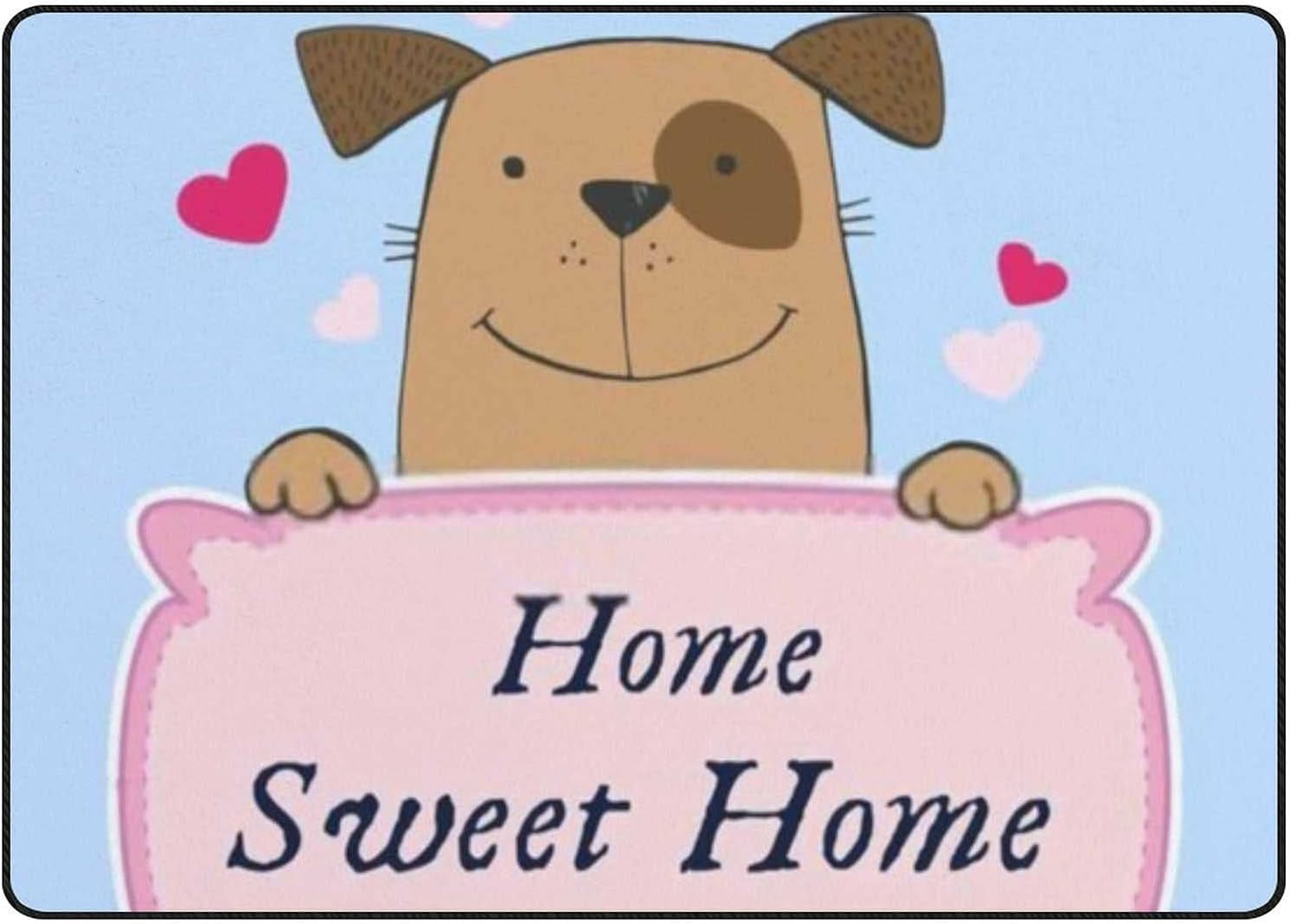 SKYSONIC Lightweight Soft Area Rugs Dog Sitting Behind Plate Home Sweet ...