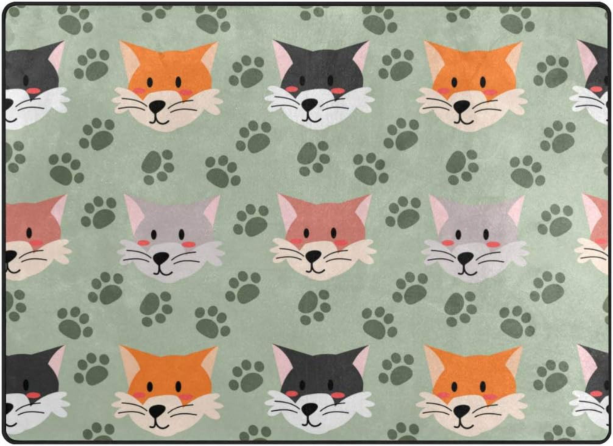 SKYSONIC Lightweight Soft Area Rugs Dogs and Paws Floor Mat for Kids ...