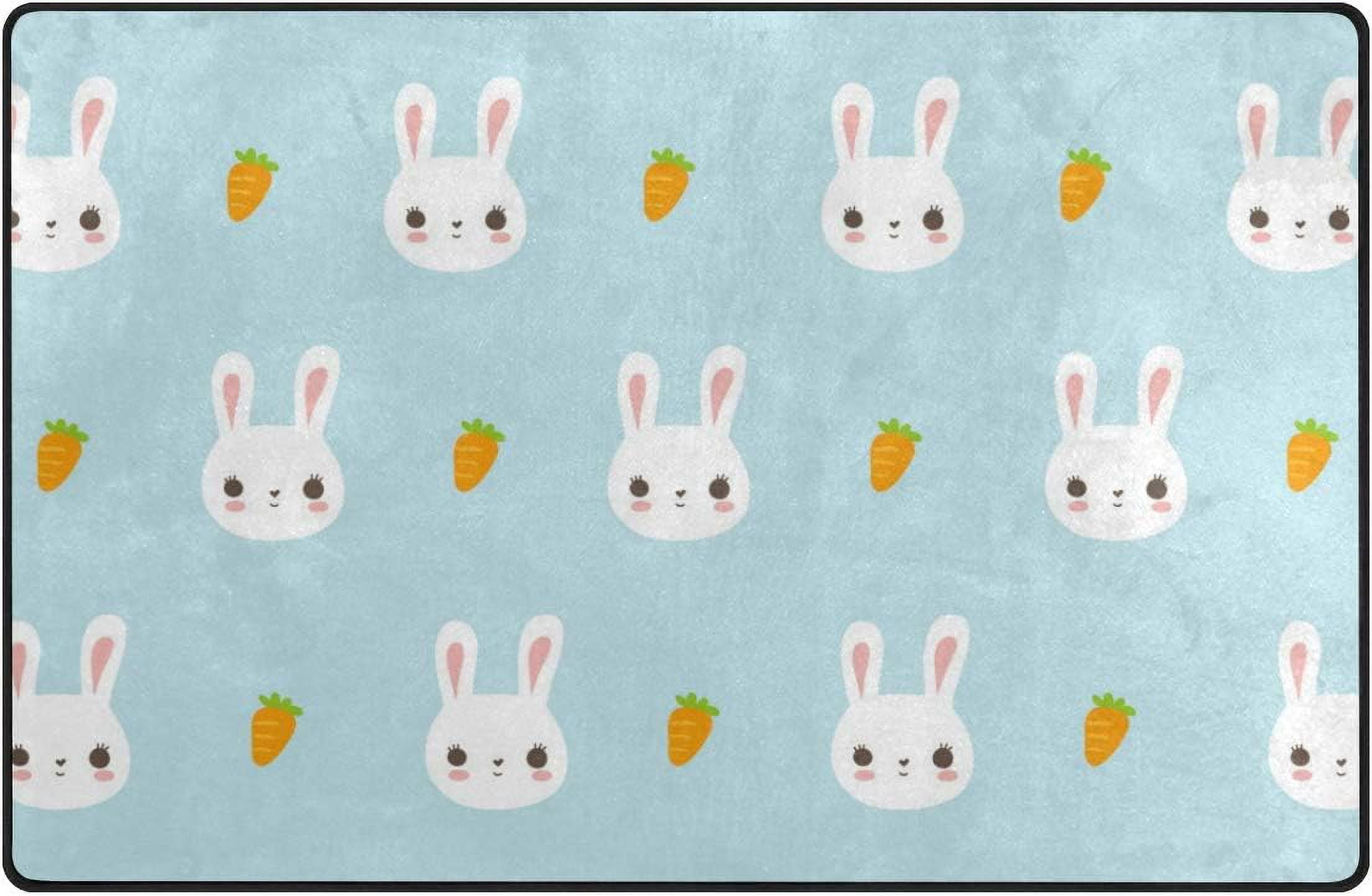SKYSONIC Lightweight Soft Area Rugs Easter Bunny Head Carrot Floor Mat ...