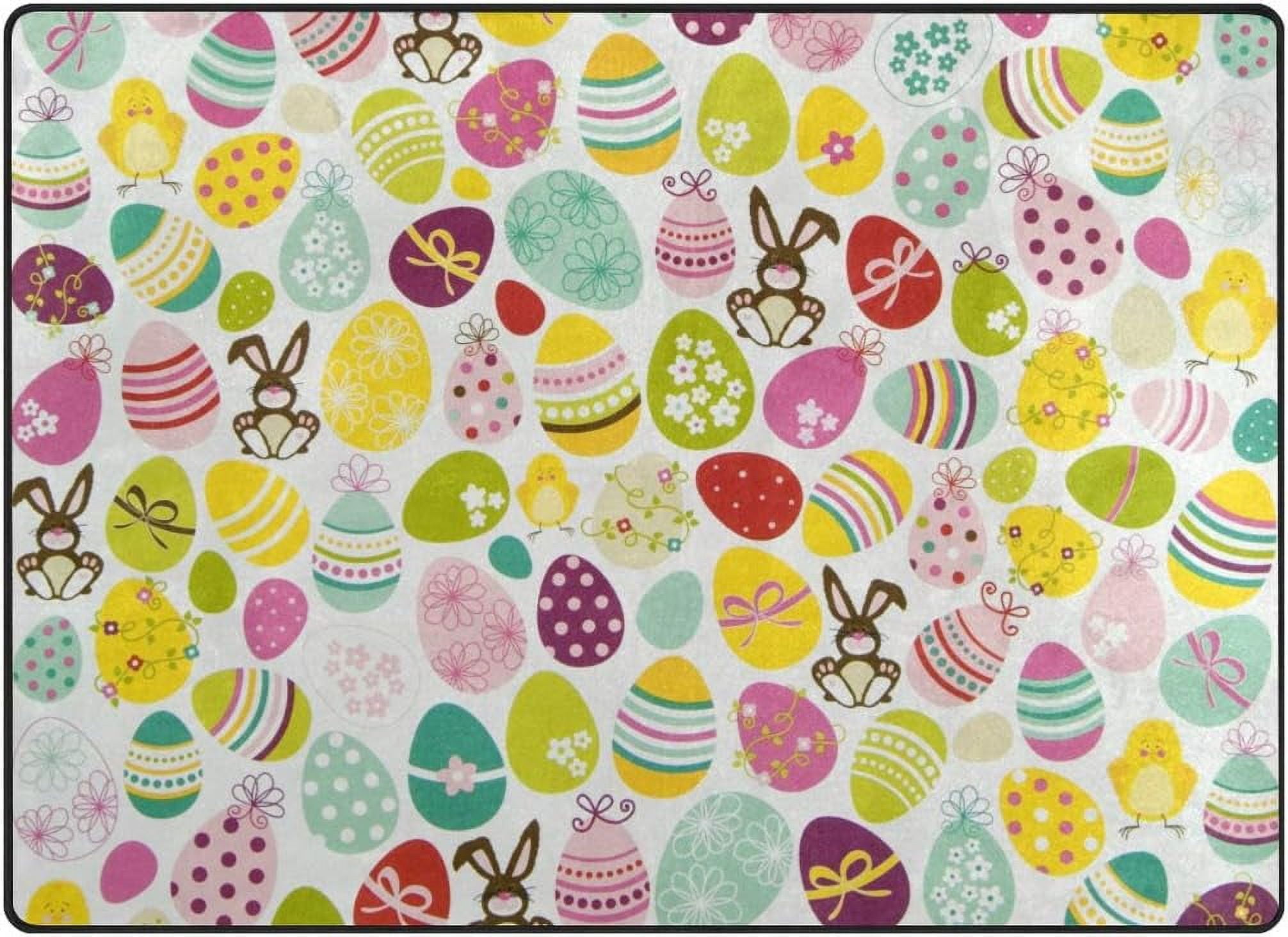 SKYSONIC Lightweight Soft Area Rugs Easter Egg and Bunny Floor Mat for ...