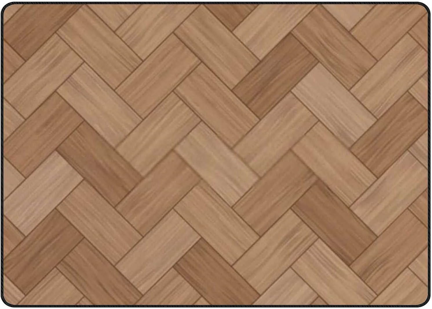 SKYSONIC Lightweight Soft Area Rugs Floor Zigzag Wood Parquet Floor ...