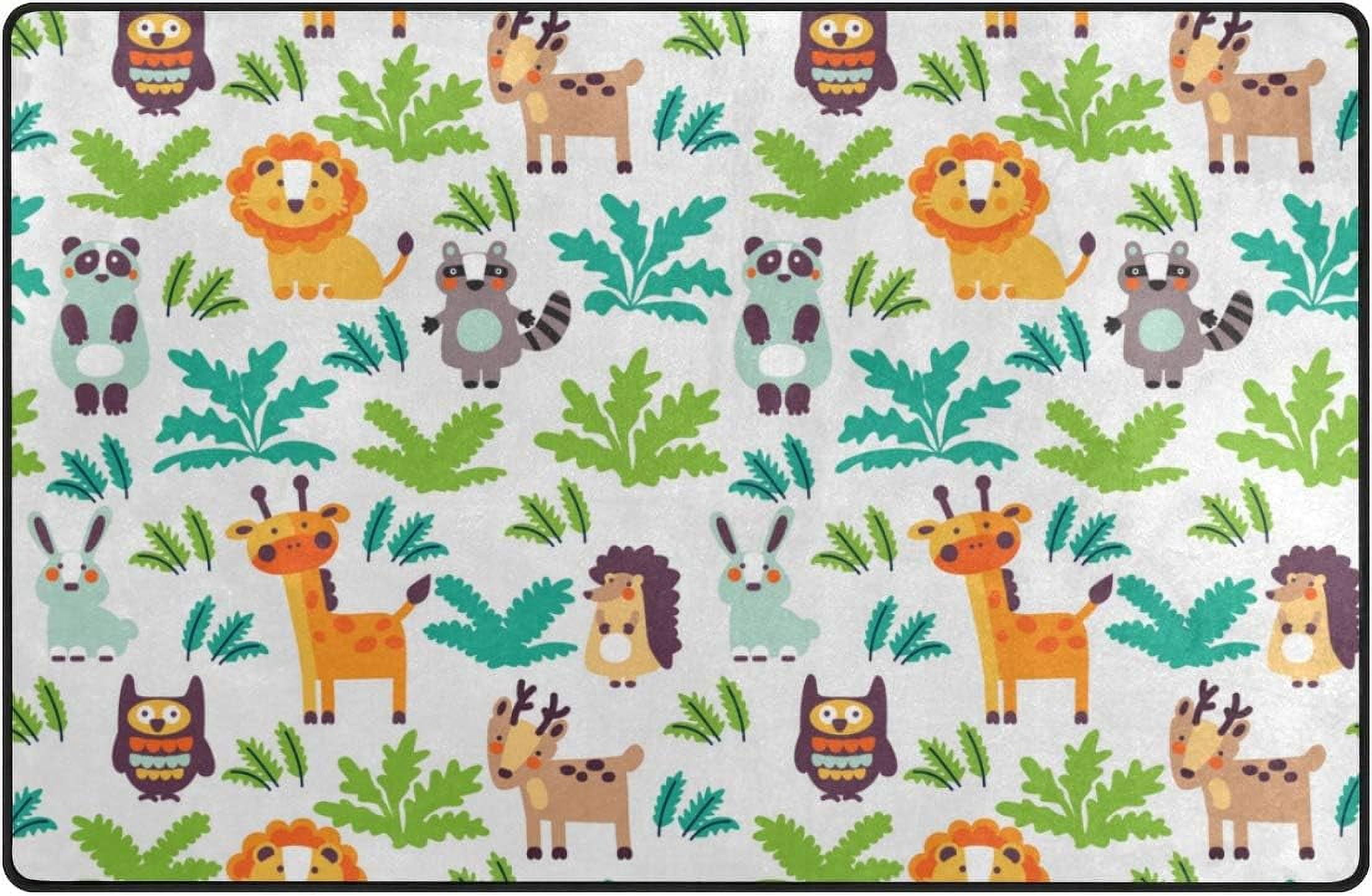 SKYSONIC Lightweight Soft Area Rugs Funny Animal Plants Floor Mat for ...