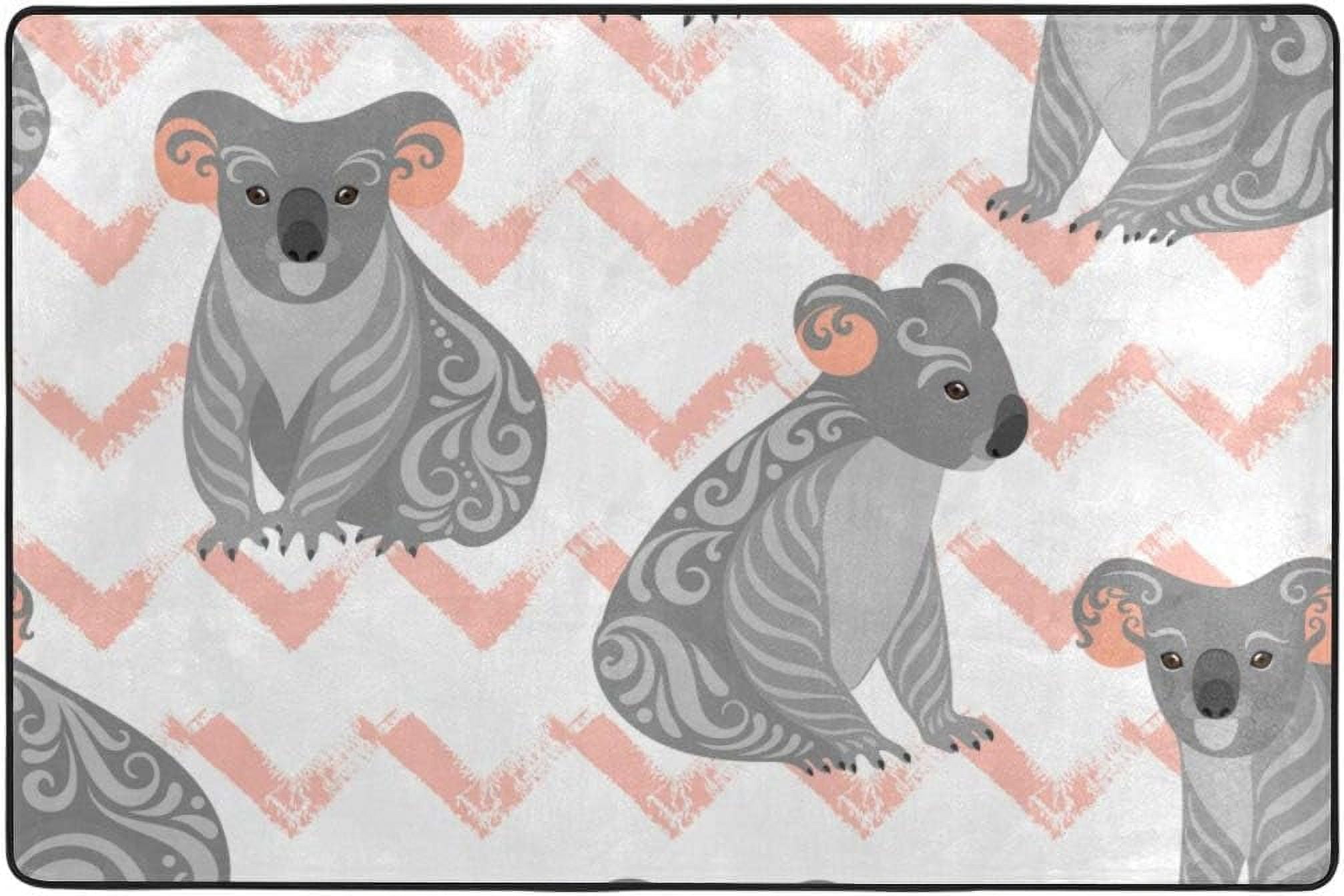 SKYSONIC Lightweight Soft Area Rugs Gray Koala with Ornament Floor Mat ...