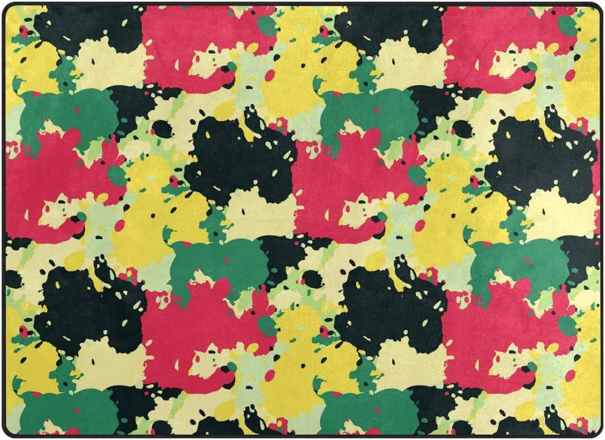 SKYSONIC Lightweight Soft Area Rugs Grunge Colored Graffiti Floor Mat ...