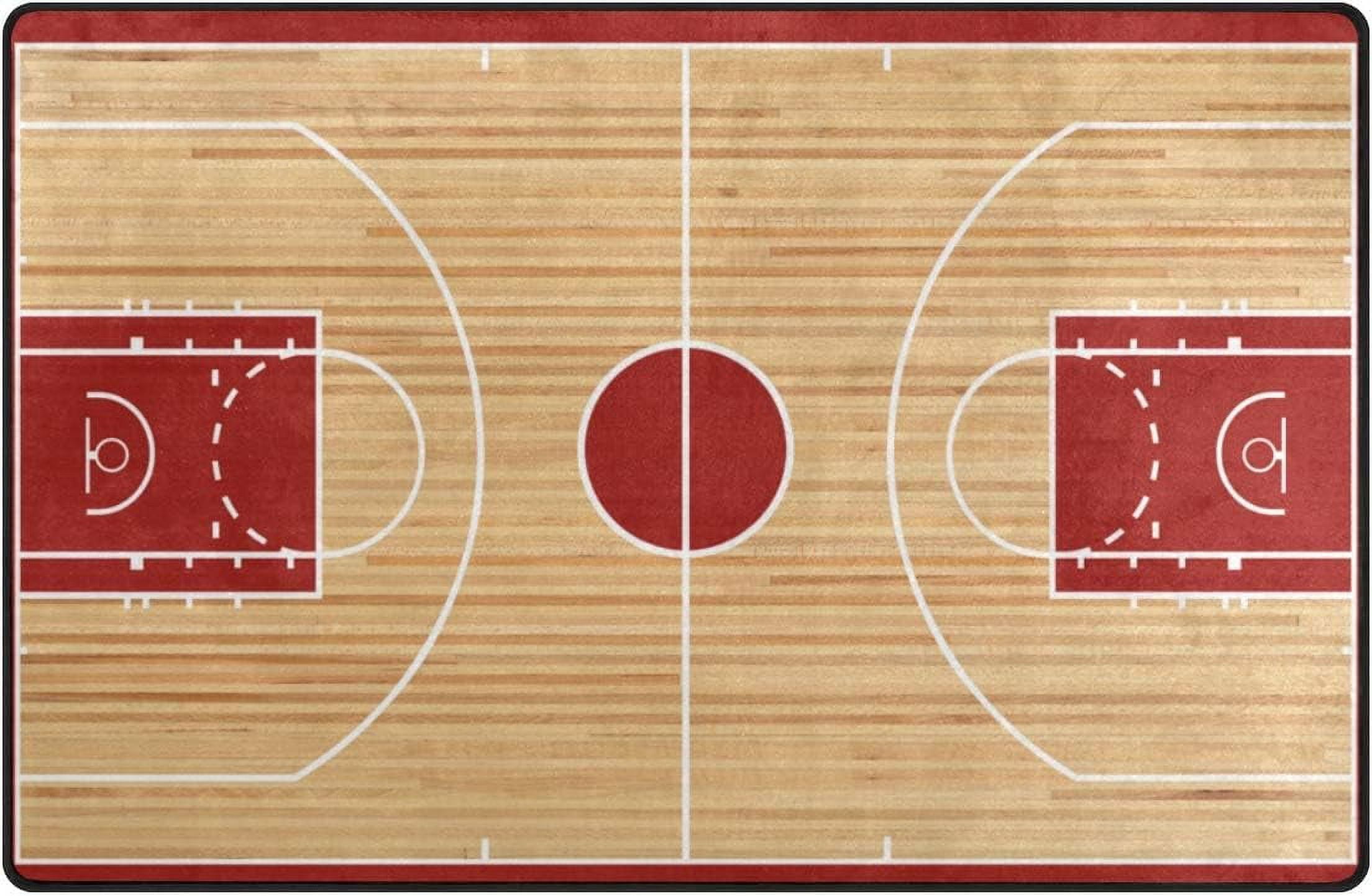 SKYSONIC Lightweight Soft Area Rugs Hardwood Basketball Court Floor Mat ...
