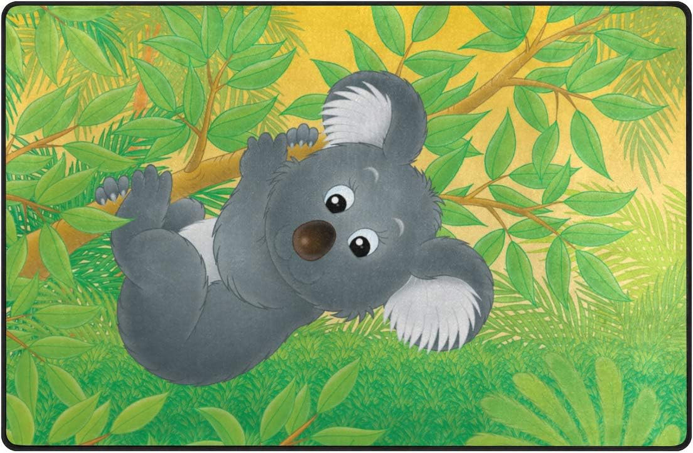 SKYSONIC Lightweight Soft Area Rugs Koala Hanging On Eucalyptus Branch ...