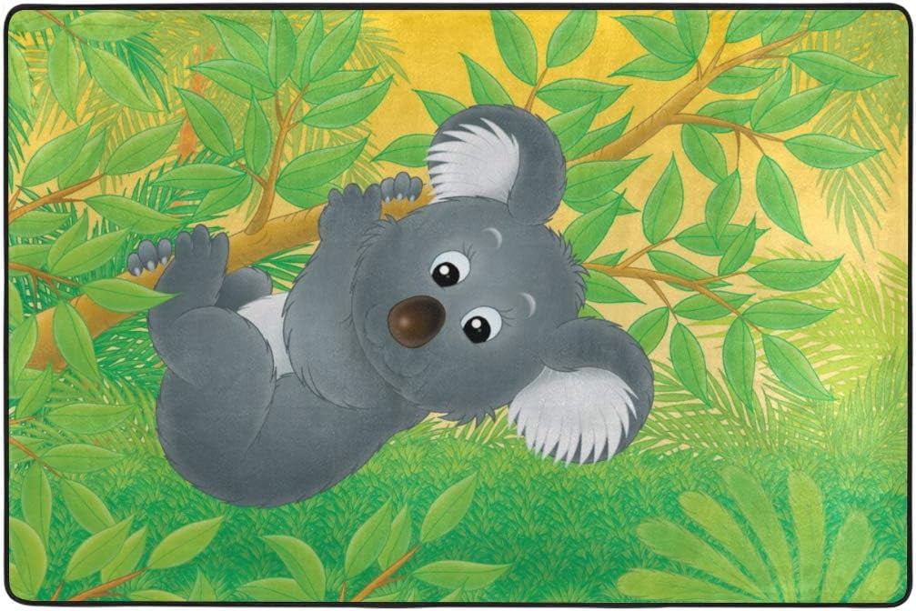 SKYSONIC Lightweight Soft Area Rugs Koala Hanging On Eucalyptus Branch ...