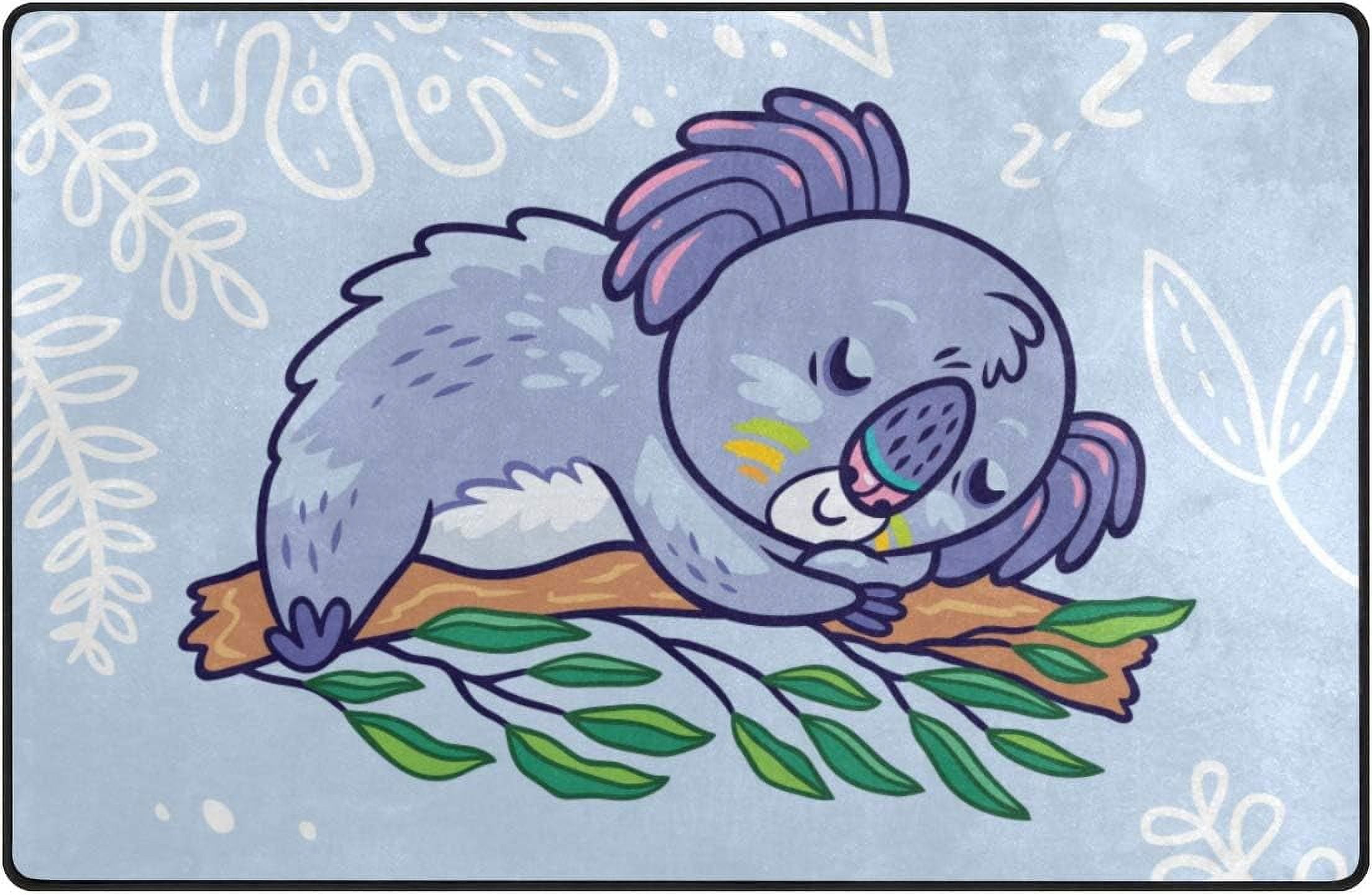 SKYSONIC Lightweight Soft Area Rugs Koala Need More Sleep Floor Mat for ...