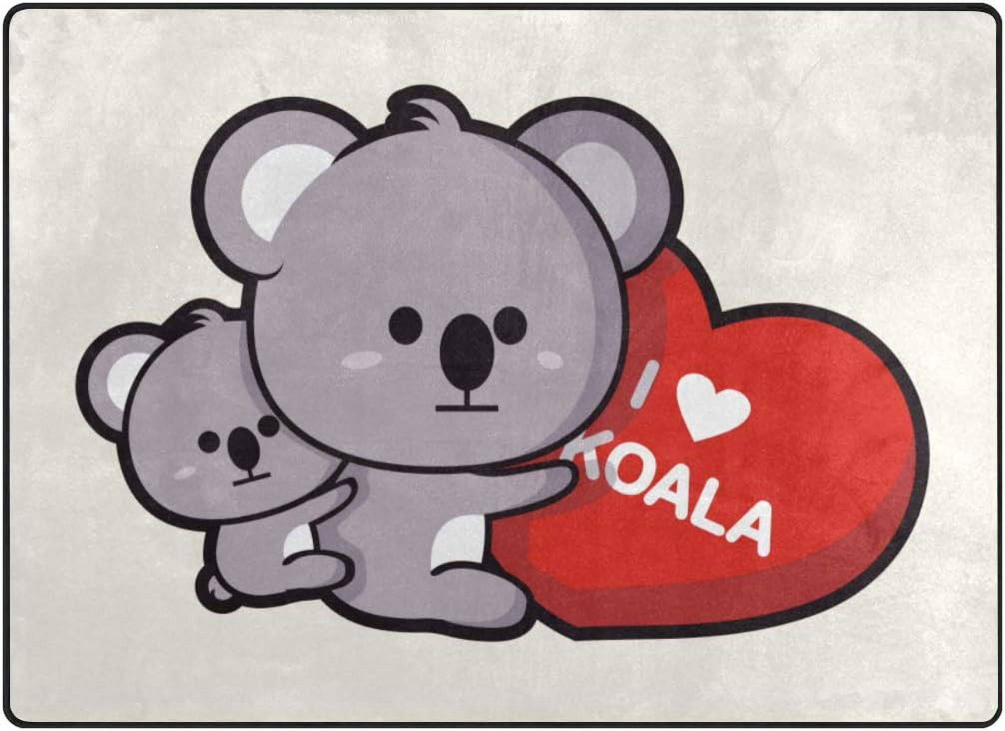 SKYSONIC Lightweight Soft Area Rugs Koalas Hugging Heart Floor Mat for ...