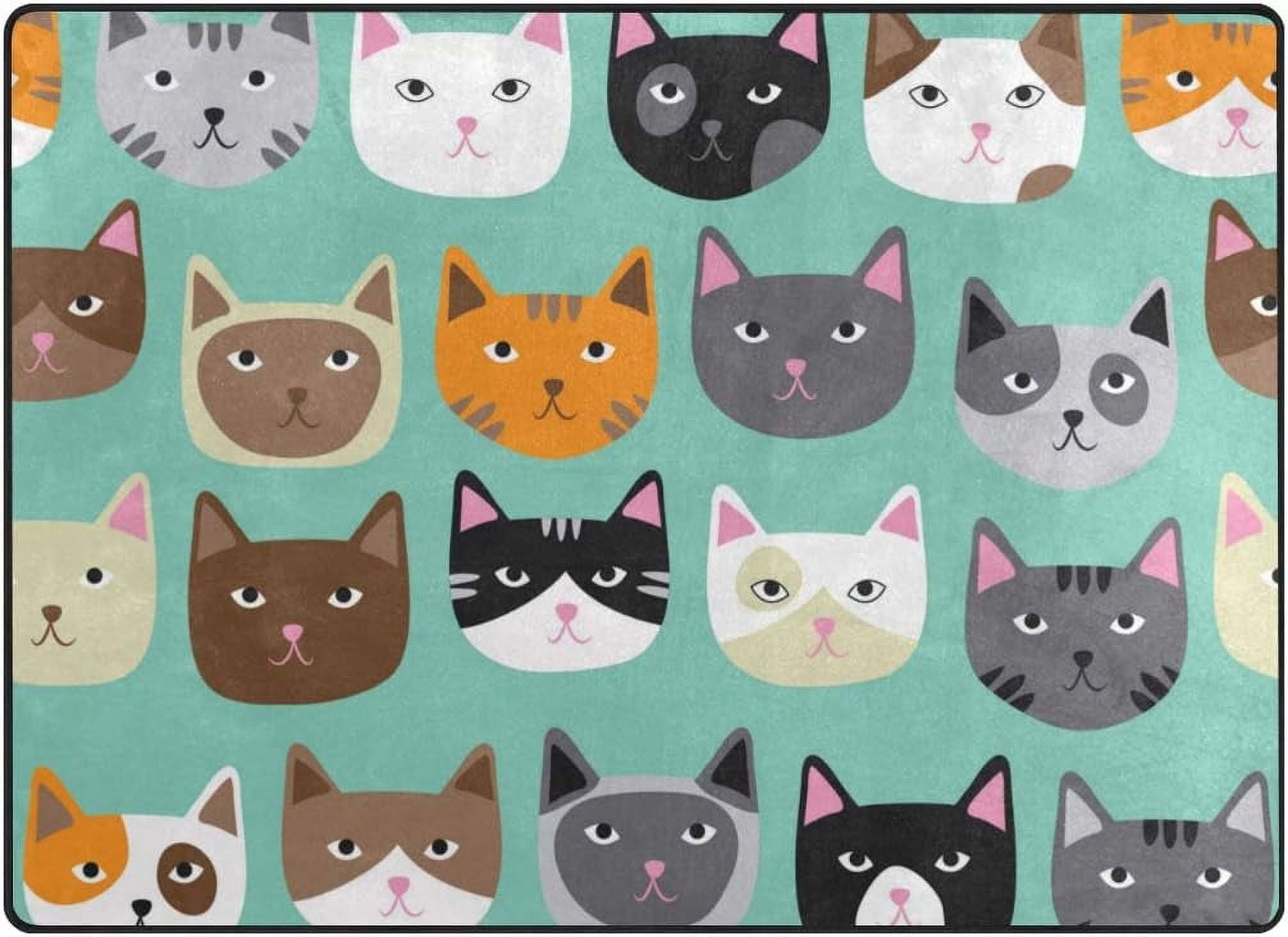 SKYSONIC Lightweight Soft Area Rugs Lovely Animals Face Floor Mat for ...