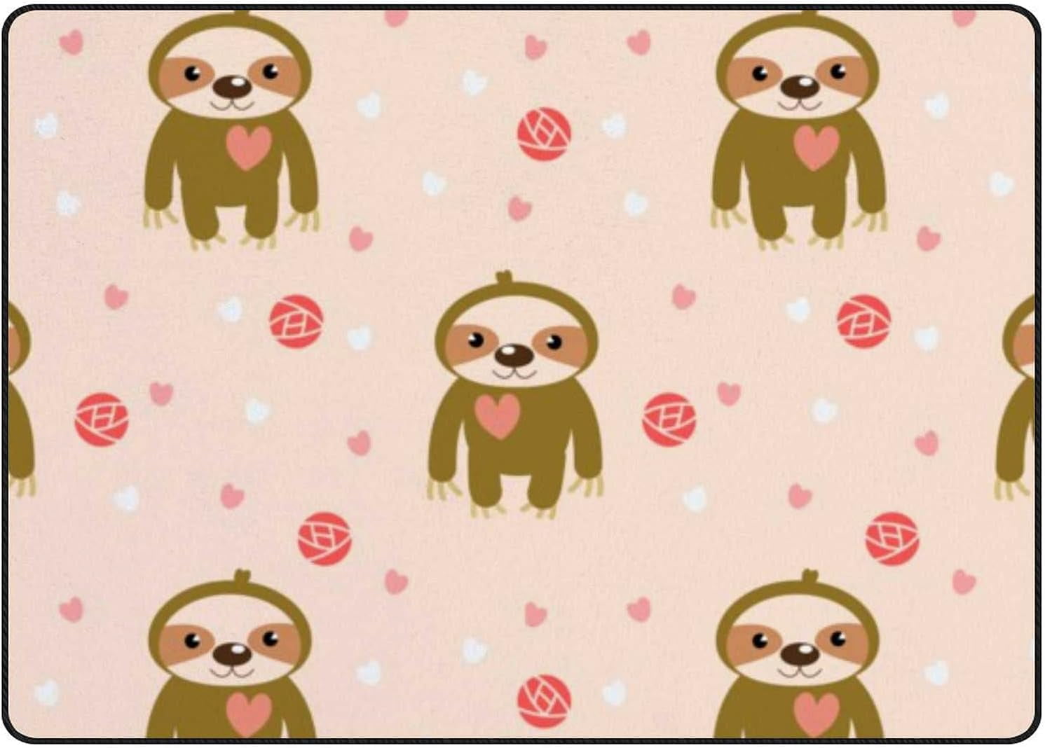 SKYSONIC Lightweight Soft Area Rugs Lovely Rose Sloth Floor Carpet Mat ...