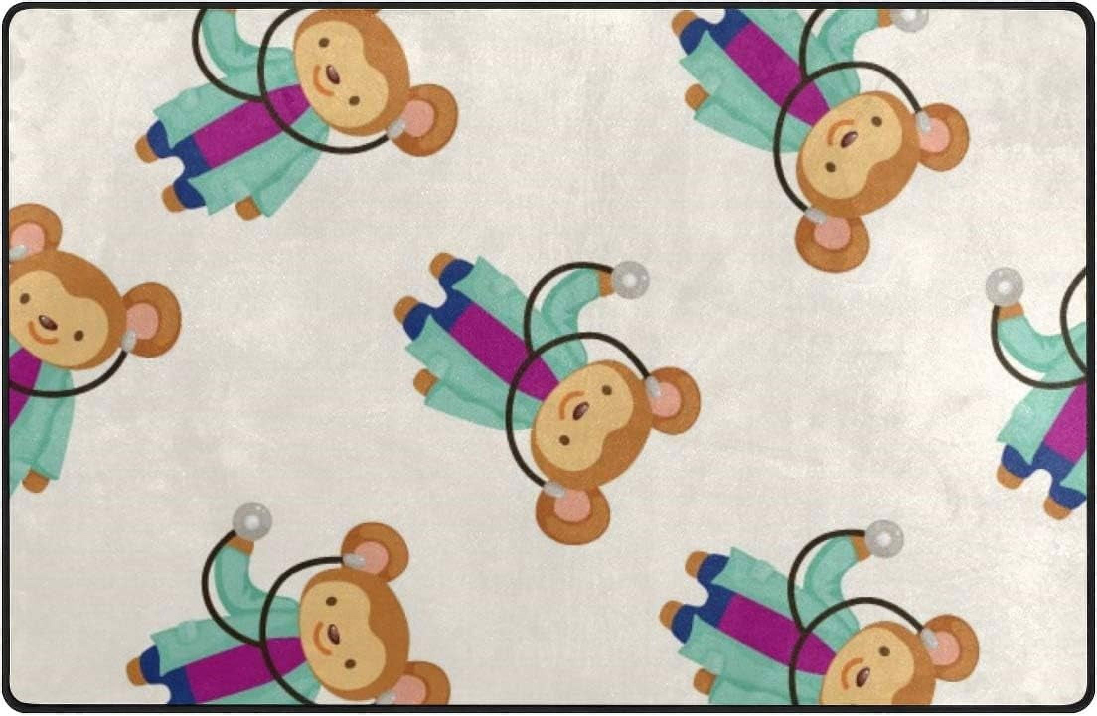 SKYSONIC Lightweight Soft Area Rugs Monkey Doctors Floor Mat for Kids ...
