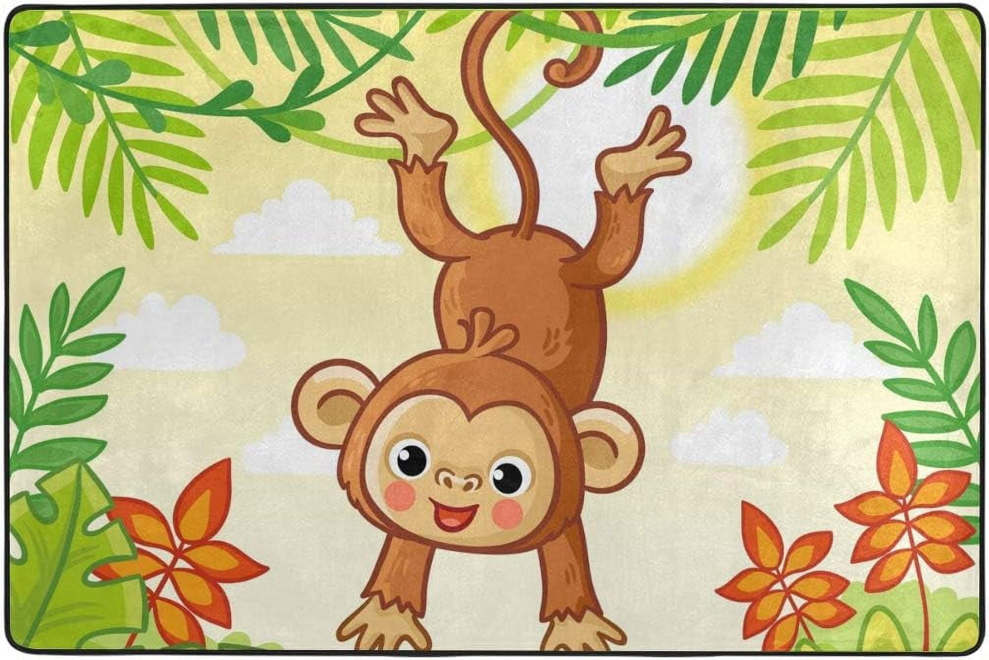 SKYSONIC Lightweight Soft Area Rugs Monkey Jumping The Trees Floor Mat ...