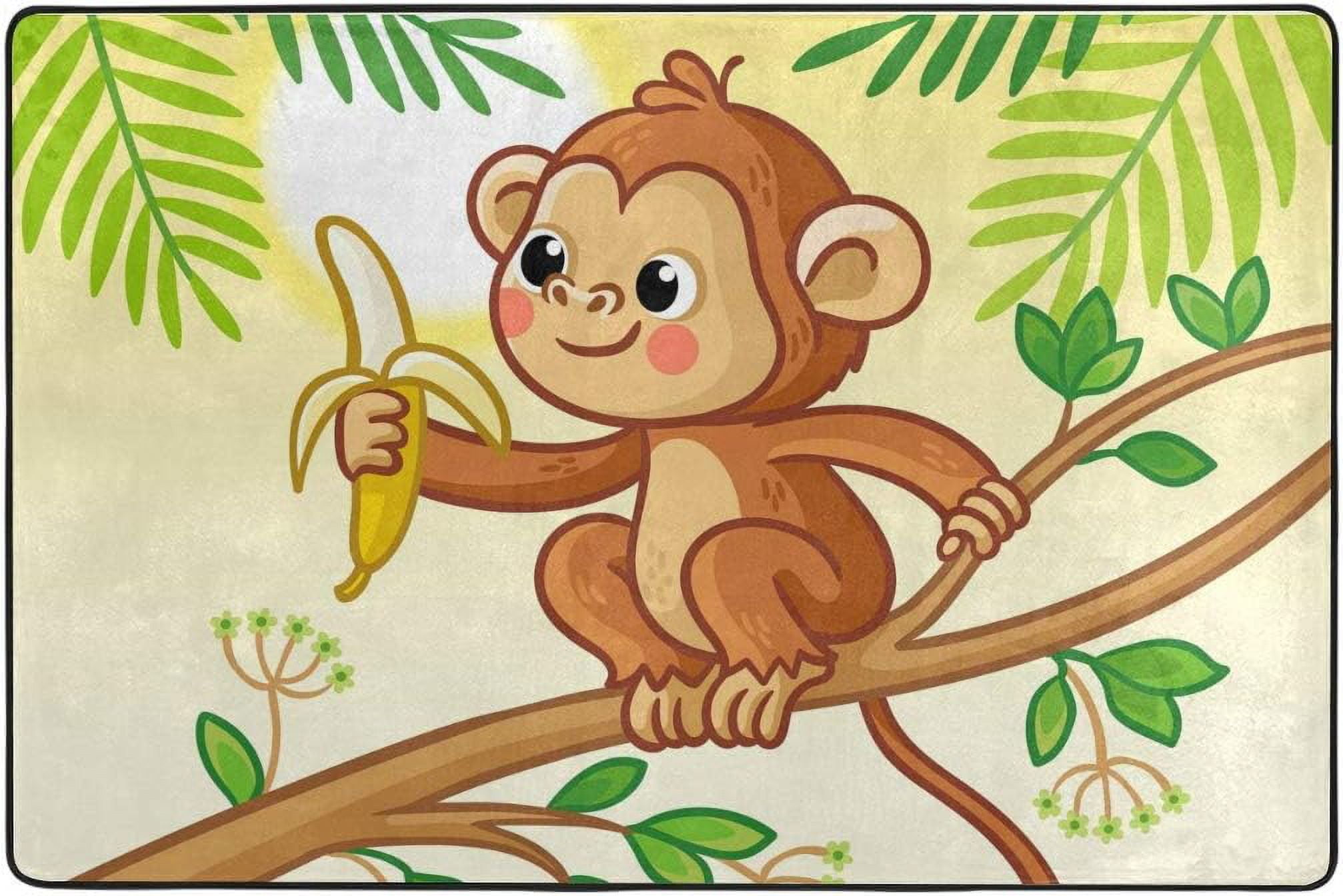 SKYSONIC Lightweight Soft Area Rugs Monkey Sits A Tree Floor Mat for ...