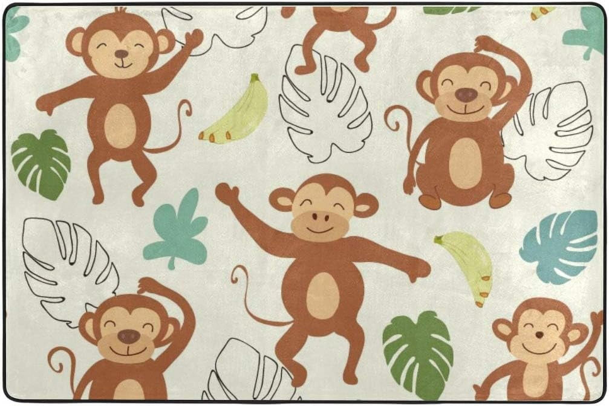 SKYSONIC Lightweight Soft Area Rugs Monkeys and Jungle Elements Floor ...