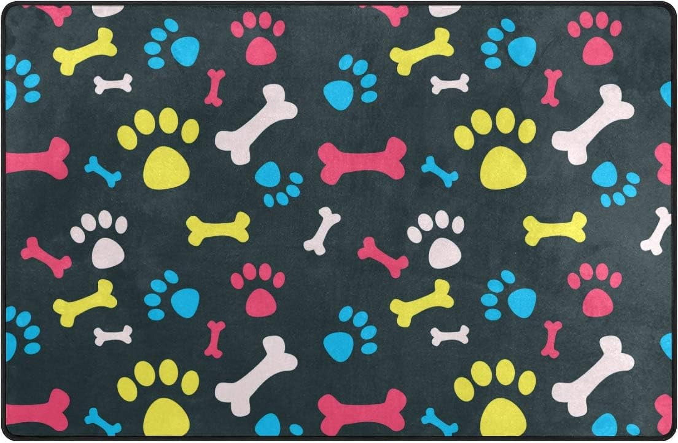 SKYSONIC Lightweight Soft Area Rugs Multicolor Dog Paw Prints Floor Mat ...