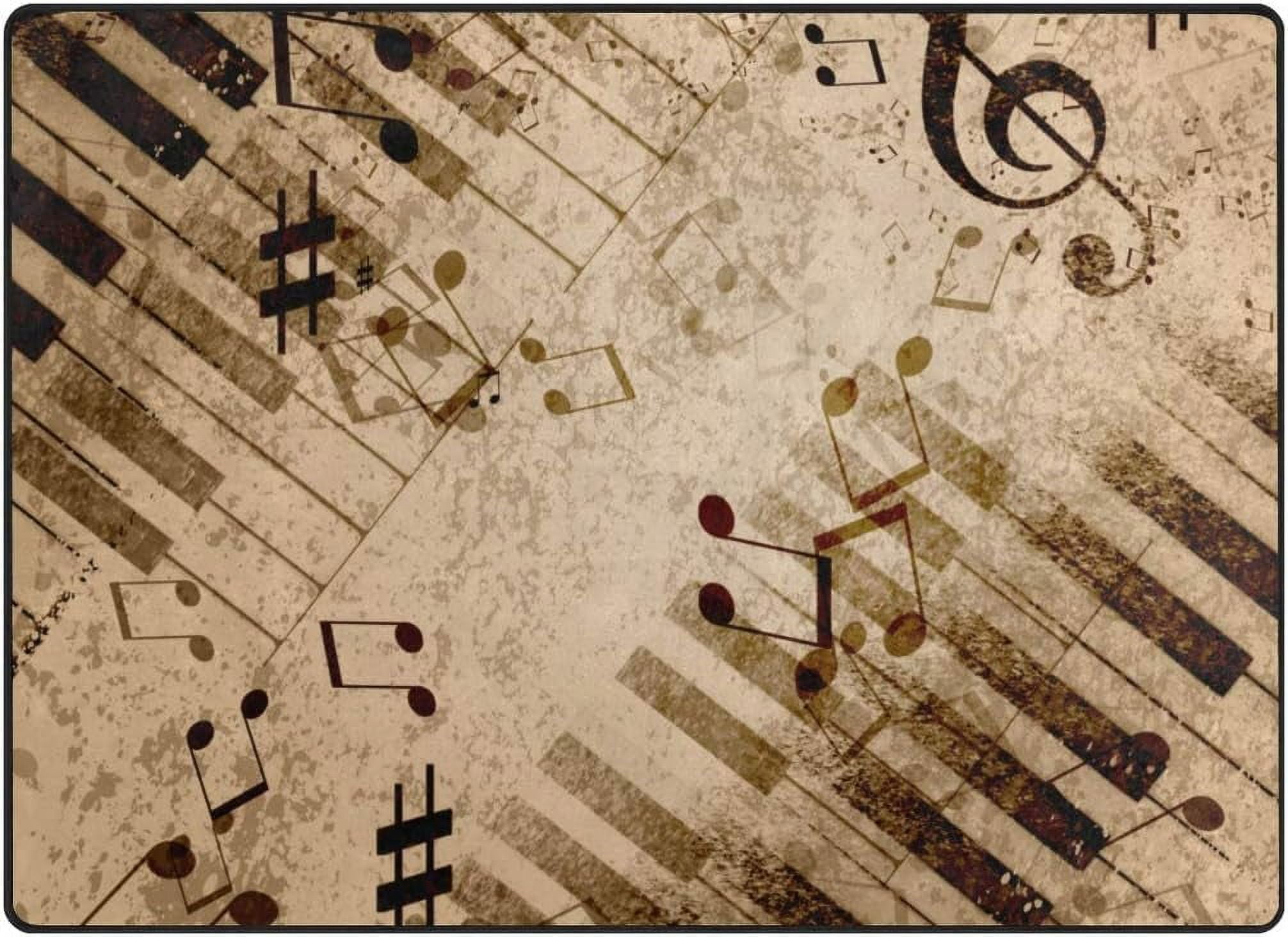 SKYSONIC Lightweight Soft Area Rugs Music Notes On Old Paper Sheet ...