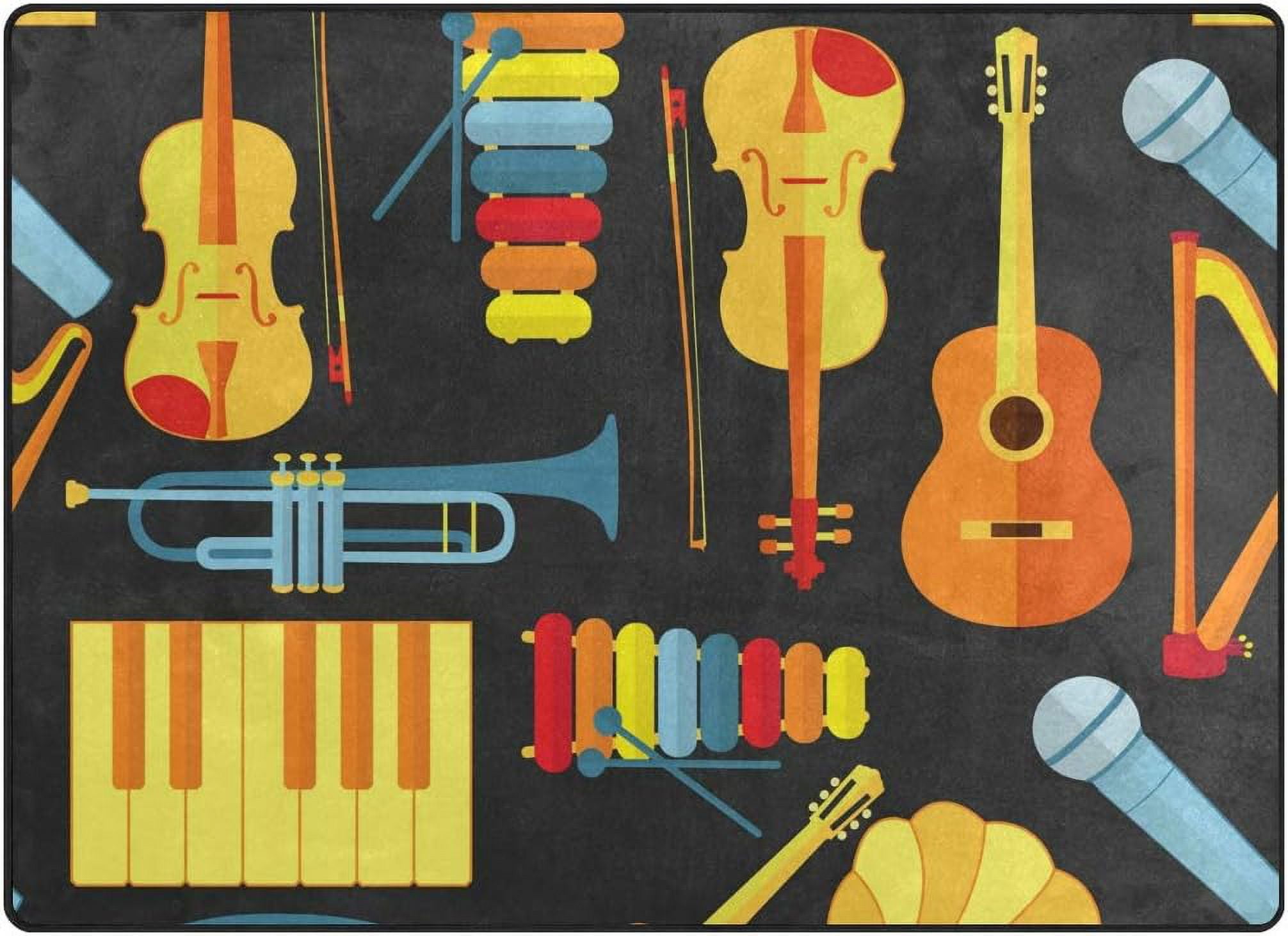 SKYSONIC Lightweight Soft Area Rugs Musical Instruments Floor Mat for ...
