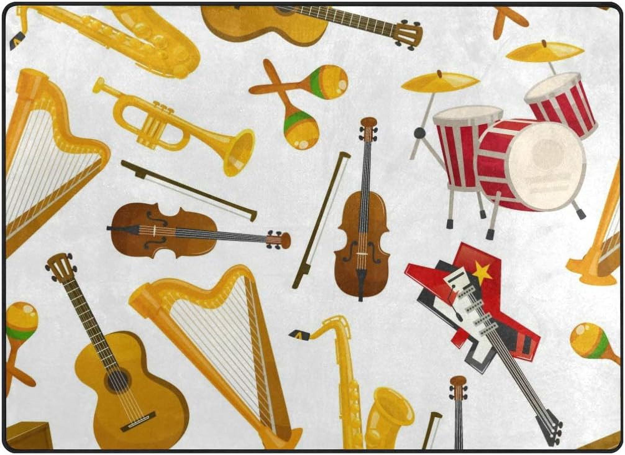 SKYSONIC Lightweight Soft Area Rugs Musical Instruments Floor Mat for ...