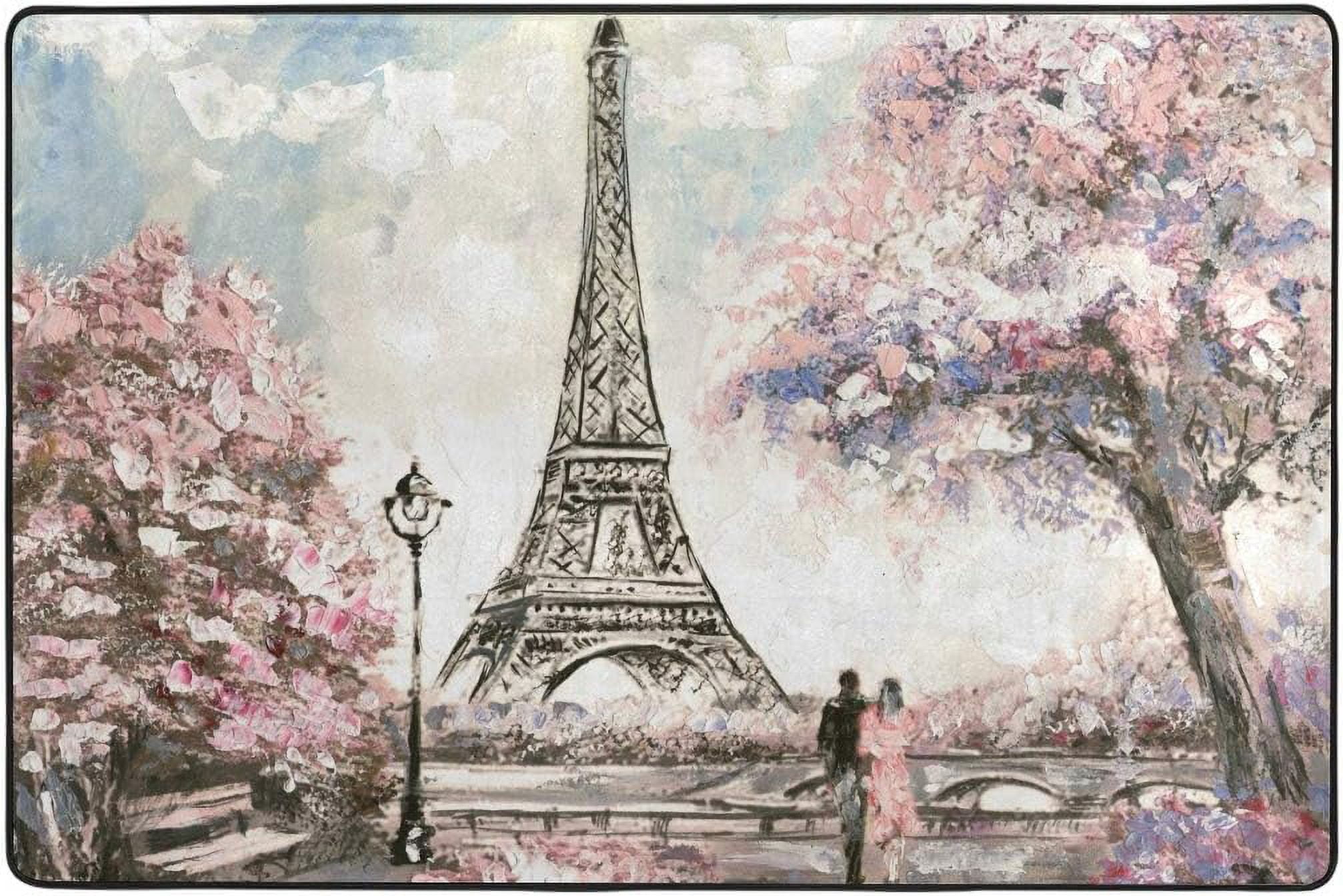 SKYSONIC Lightweight Soft Area Rugs Oil Painting Street View of Paris ...