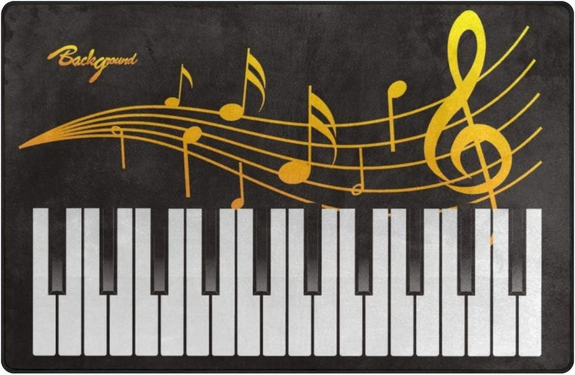 SKYSONIC Lightweight Soft Area Rugs Piano Keys with Music Notes Floor ...