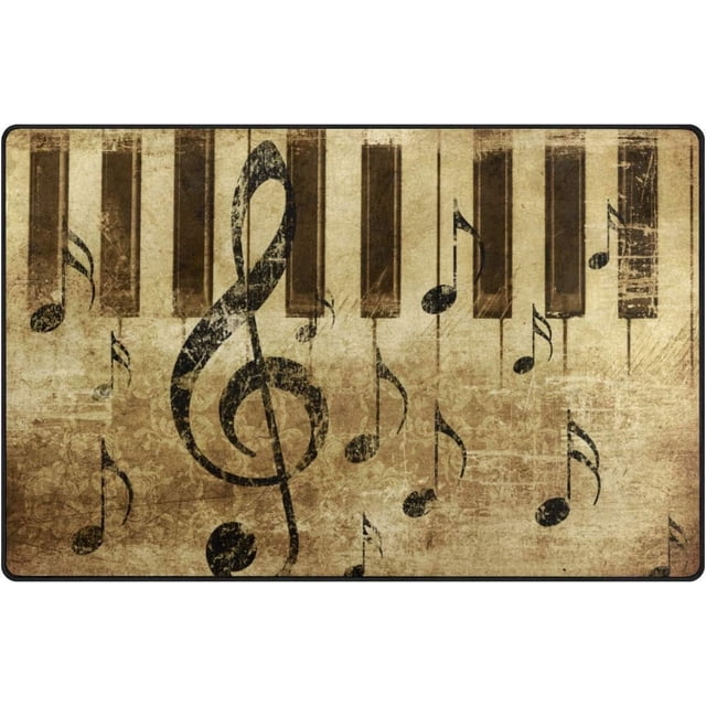 SKYSONIC Lightweight Soft Area Rugs Retro Music Note Piano Floor Mat ...