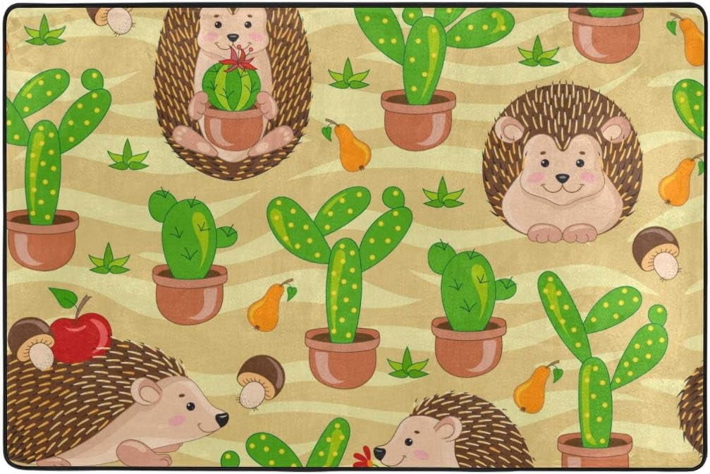 SKYSONIC Lightweight Soft Area Rugs Sand Desert Hedgehogs Cactuses ...