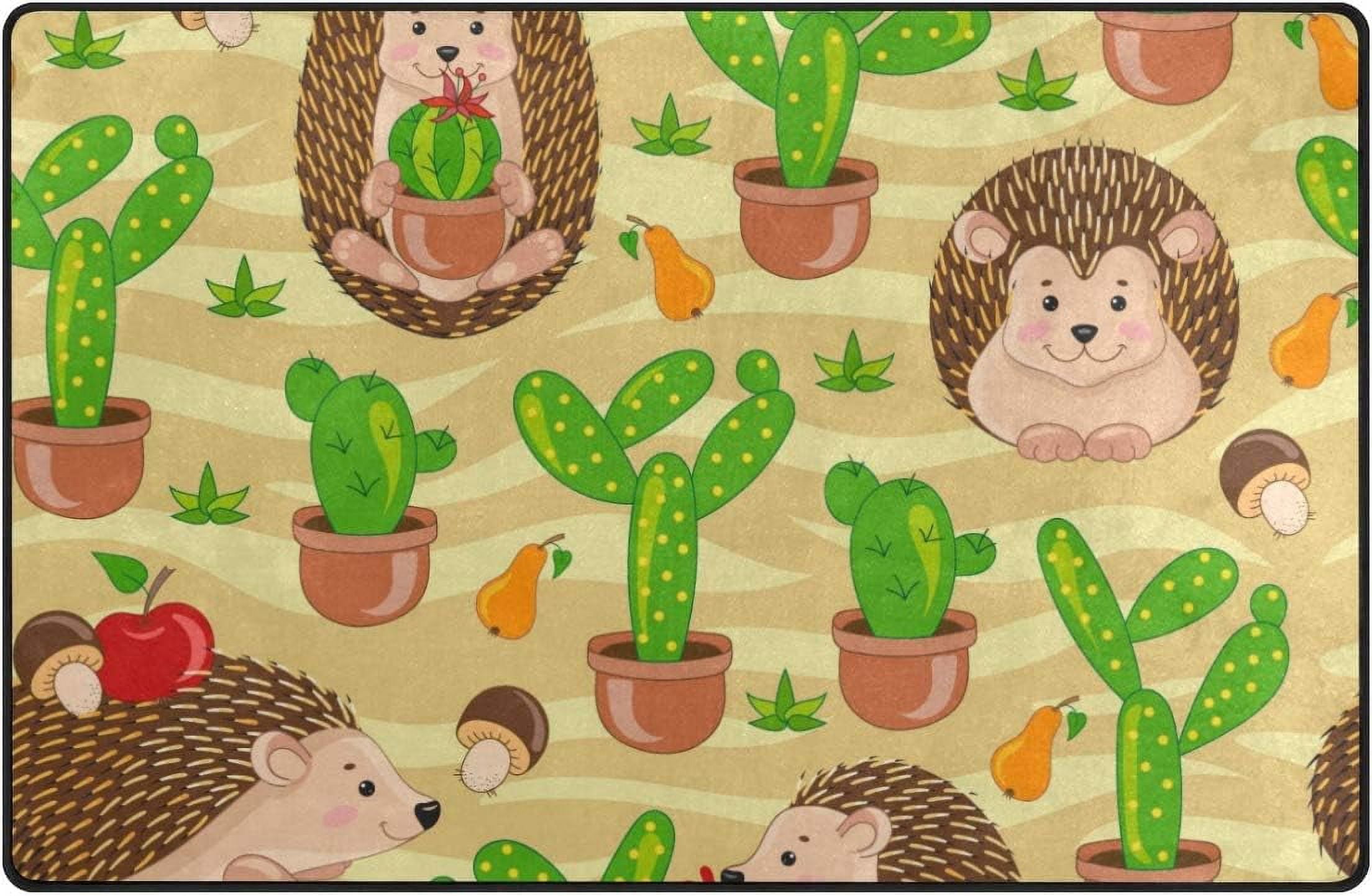 SKYSONIC Lightweight Soft Area Rugs Sand Desert Hedgehogs Cactuses ...
