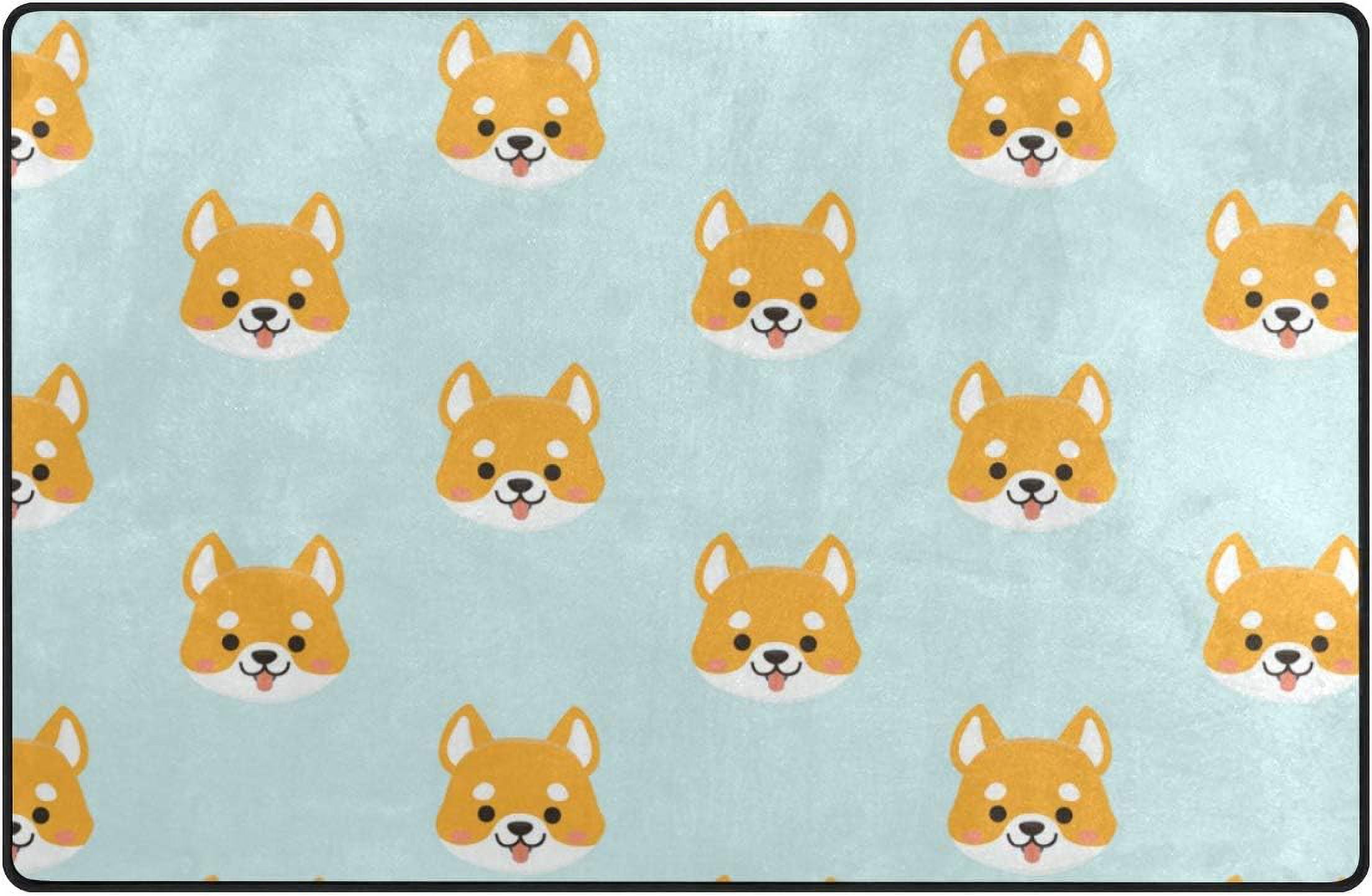 SKYSONIC Lightweight Soft Area Rugs Shiba Inu Dogs Head Floor Mat for ...
